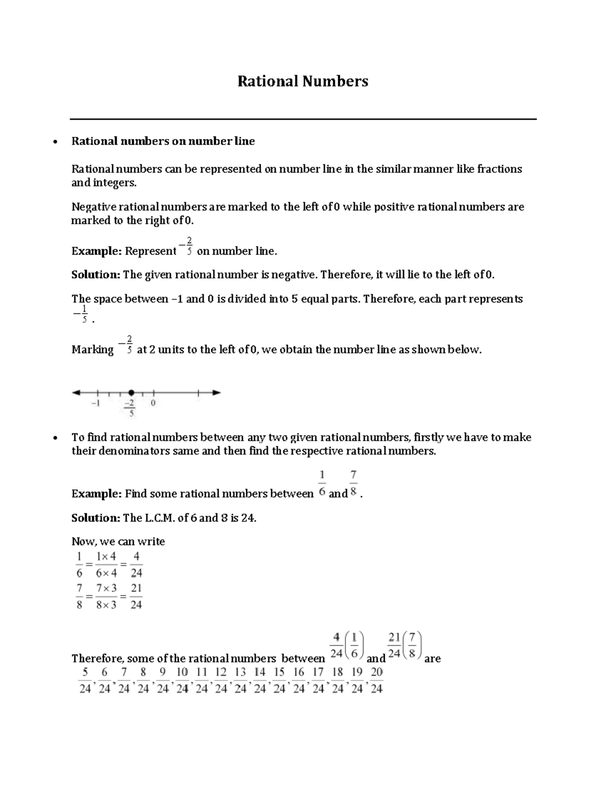 Rational Numbers on the Number Line - asdf - Studocu