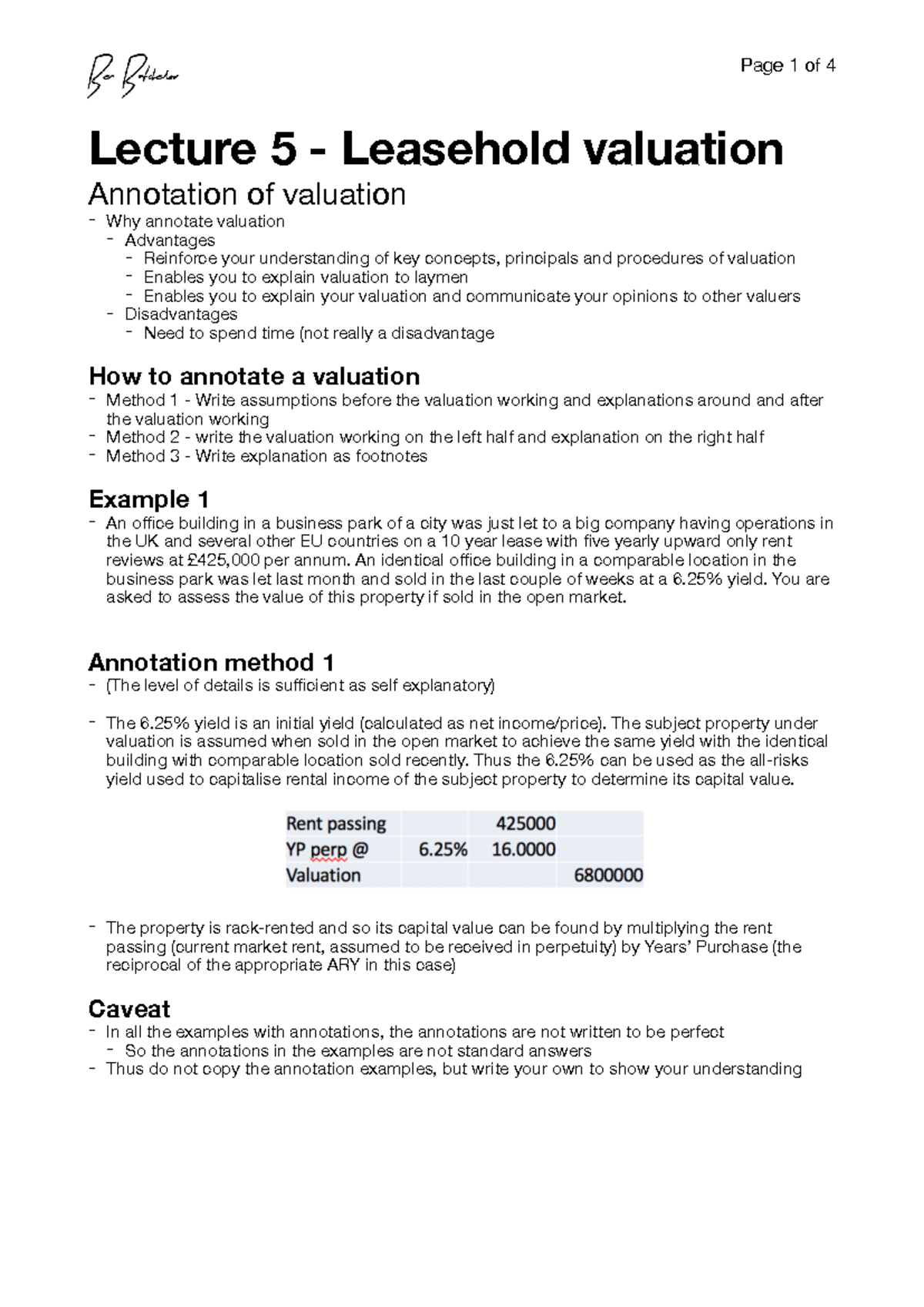 Lecture 5 - Leasehold Valuation: Annotations and Valuation Methods ...