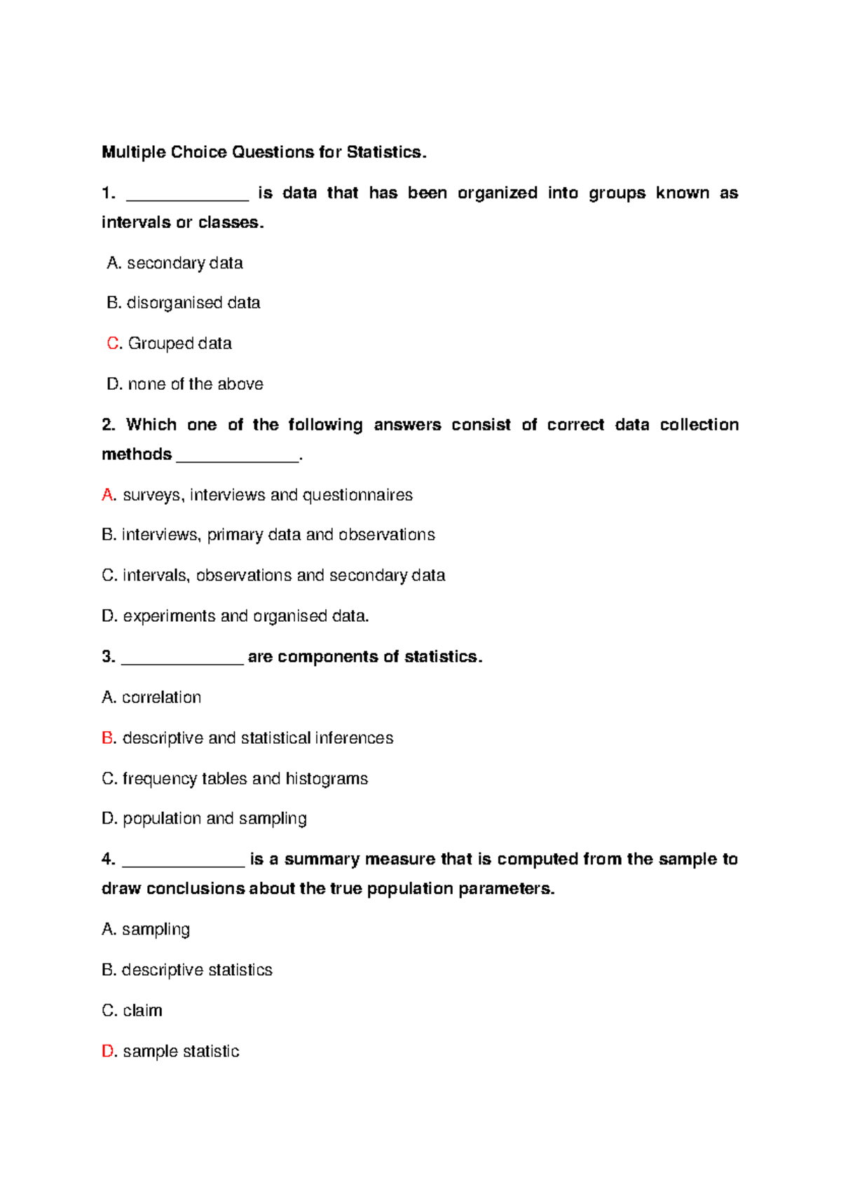 541490775 Mcq for Statistics 621 With Solutions pdf - Multiple Choice ...