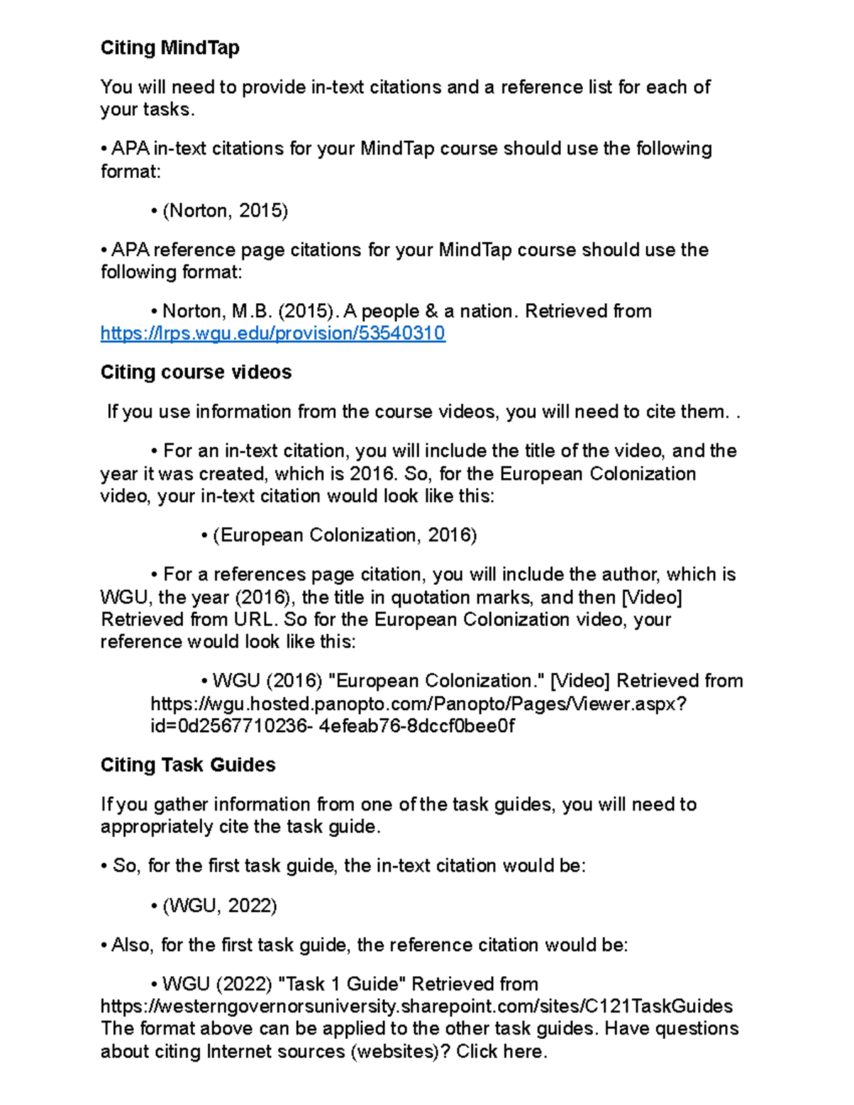 Citing Textbooks and Online Resources for Course Assignments (C121 ...