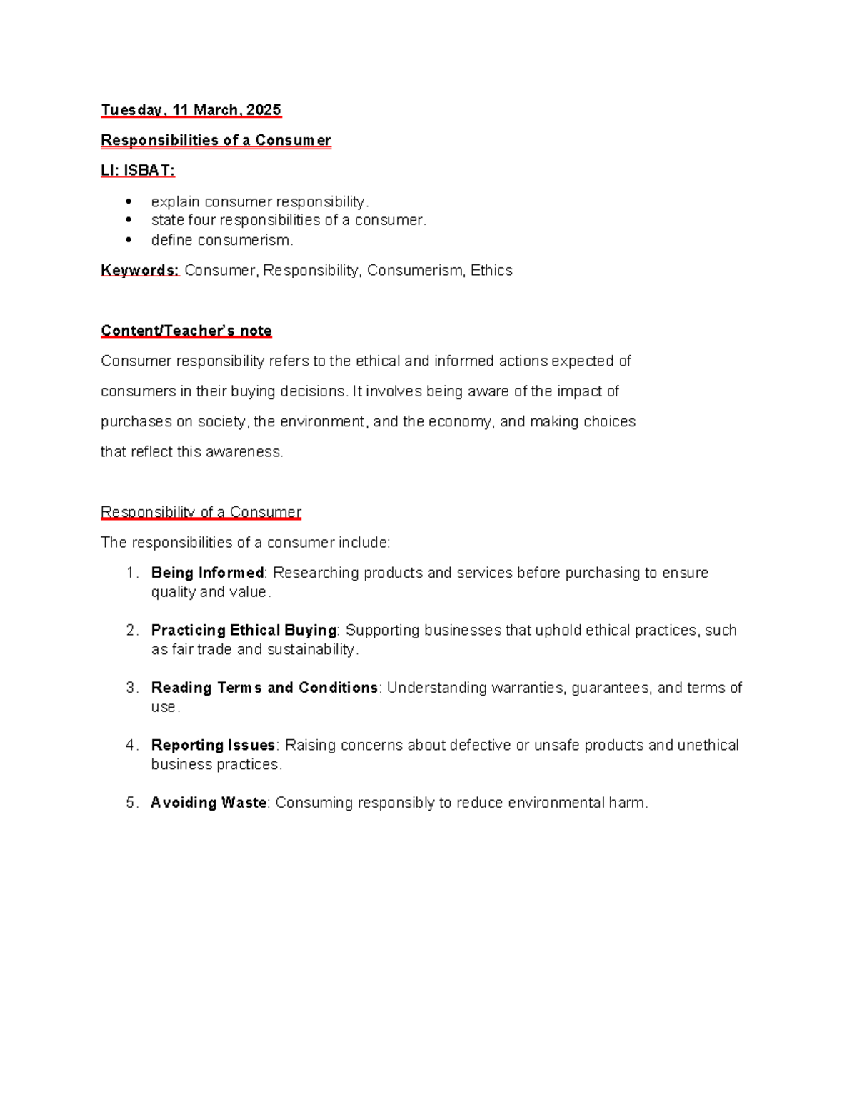 Consumer Responsibilities: Understanding Ethics and Consumerism LI ...