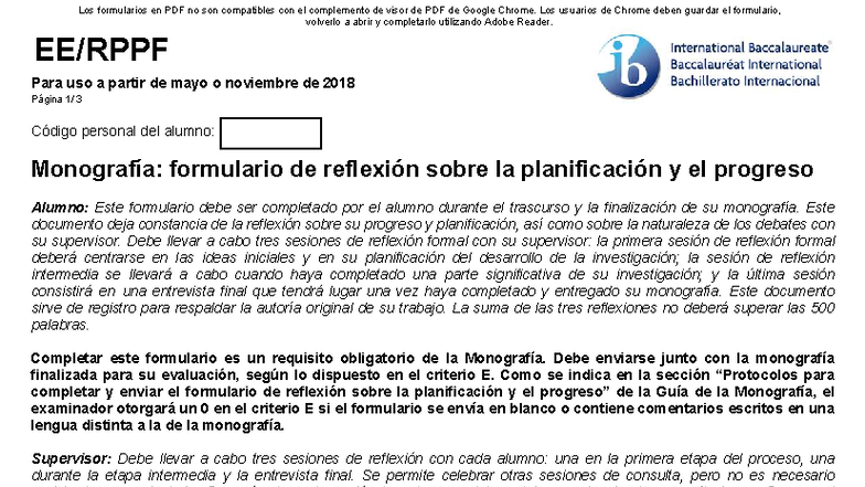 Monografía: Formulario de Reflexión sobre Progreso y Planificación ...