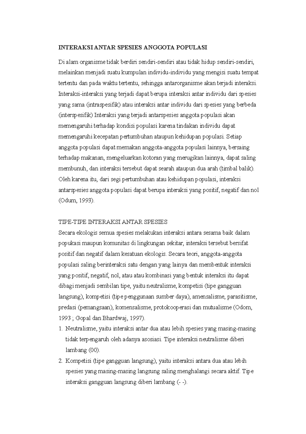 Interaksi Antara Spesies: Pengaruh Terhadap Populasi dan Lingkungan ...