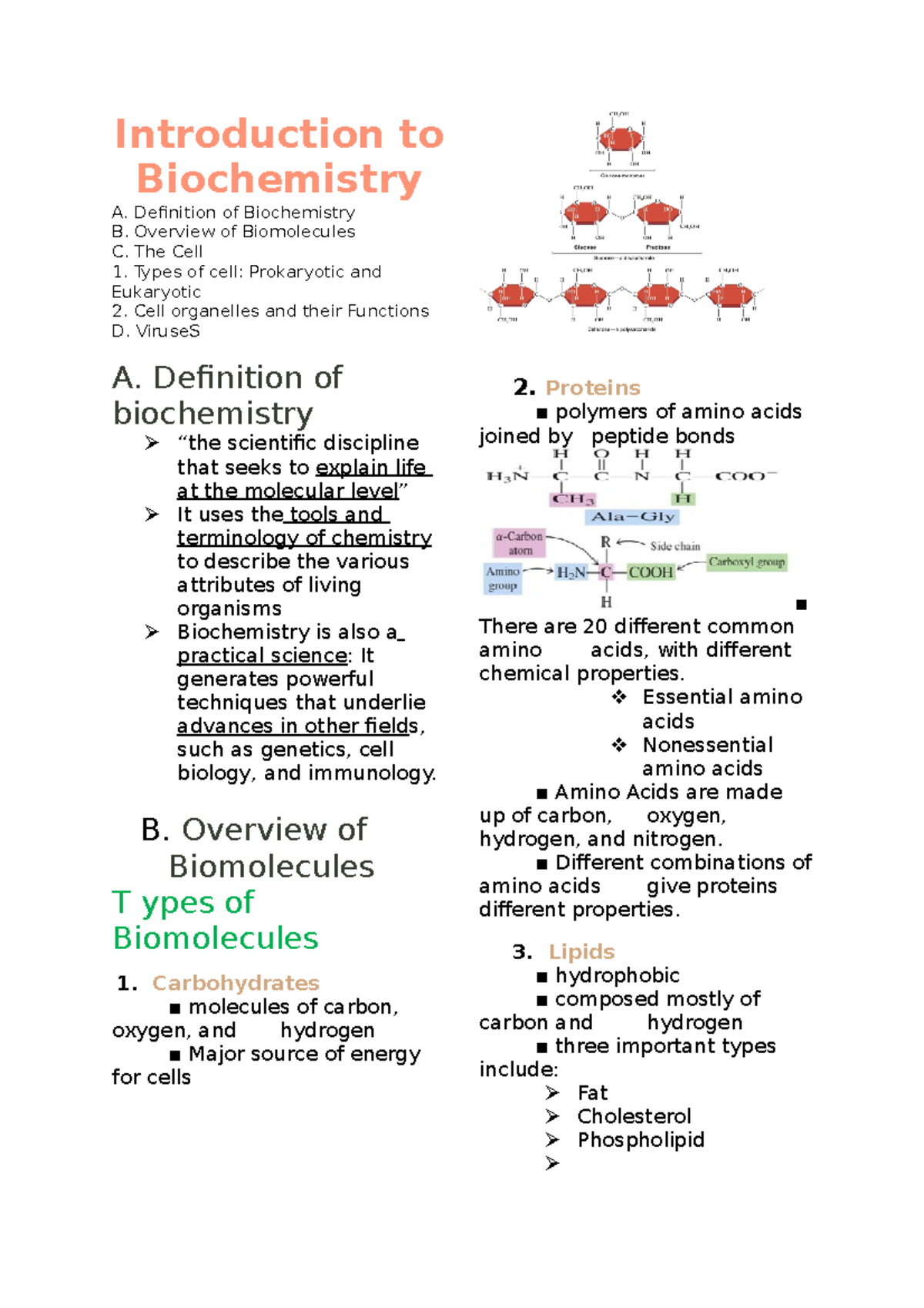 Introduction to Biochemistry (Mod 1) - Introduction to Biochemistry A ...