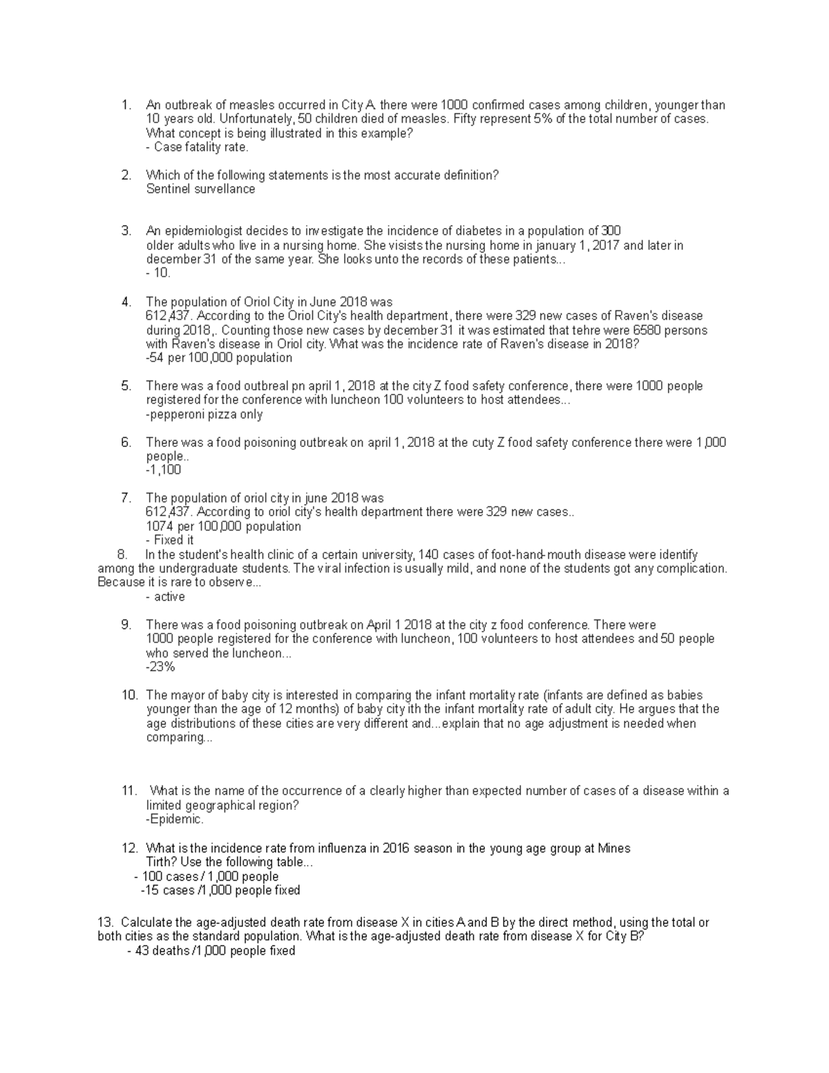 Epidemiology Quiz 2 - Understanding Prevalence and Incidence Rates ...
