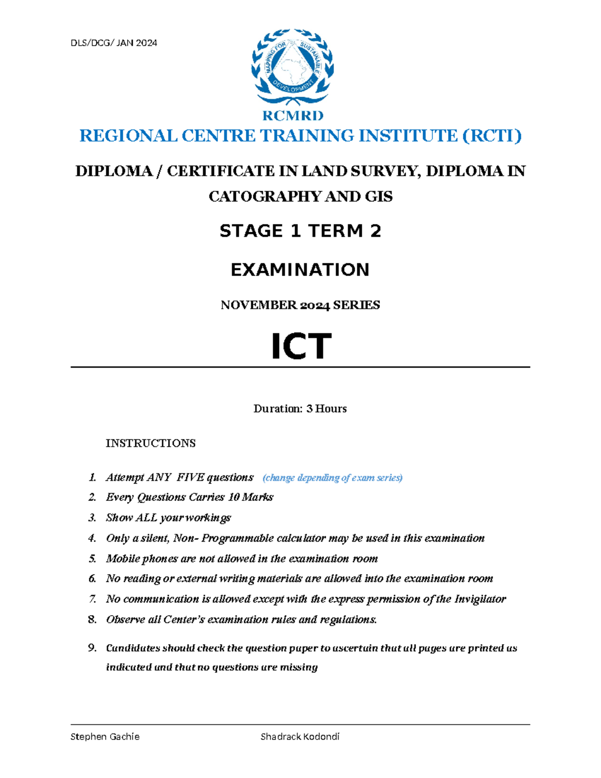 ICT - DCG DLS Exam Questions November 2024 Series - Studocu