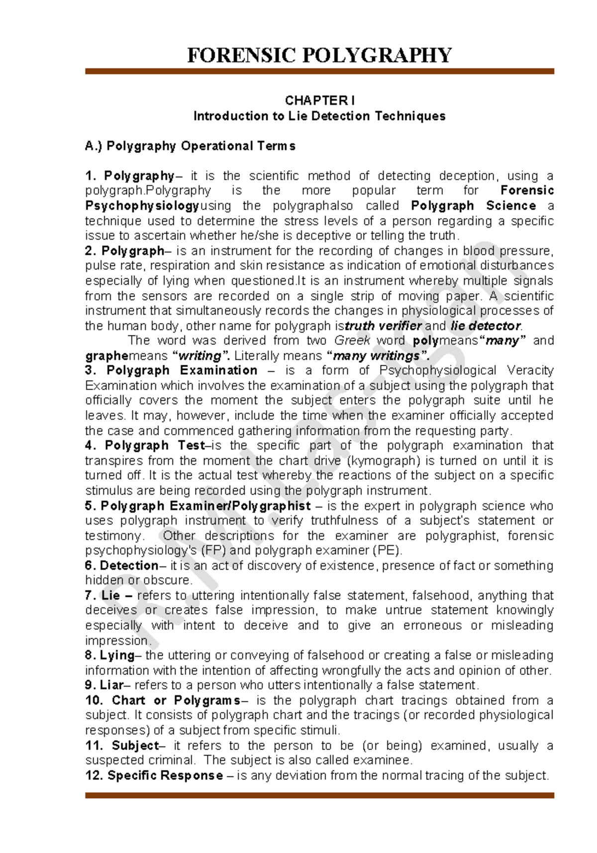 Forensic Polygraphy: Chapter I - Introduction to Lie Detection ...