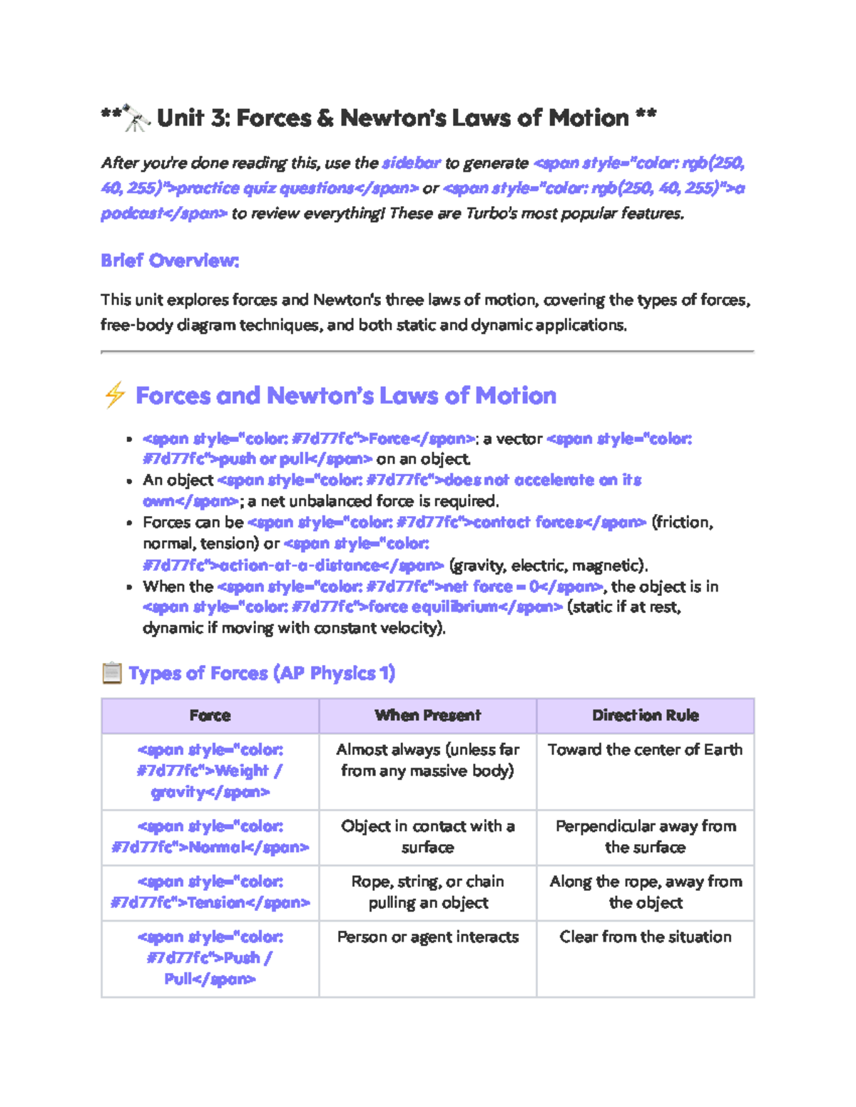 Unit 3: Understanding Forces & Newton's Laws of Motion (Physics 101) - Studocu