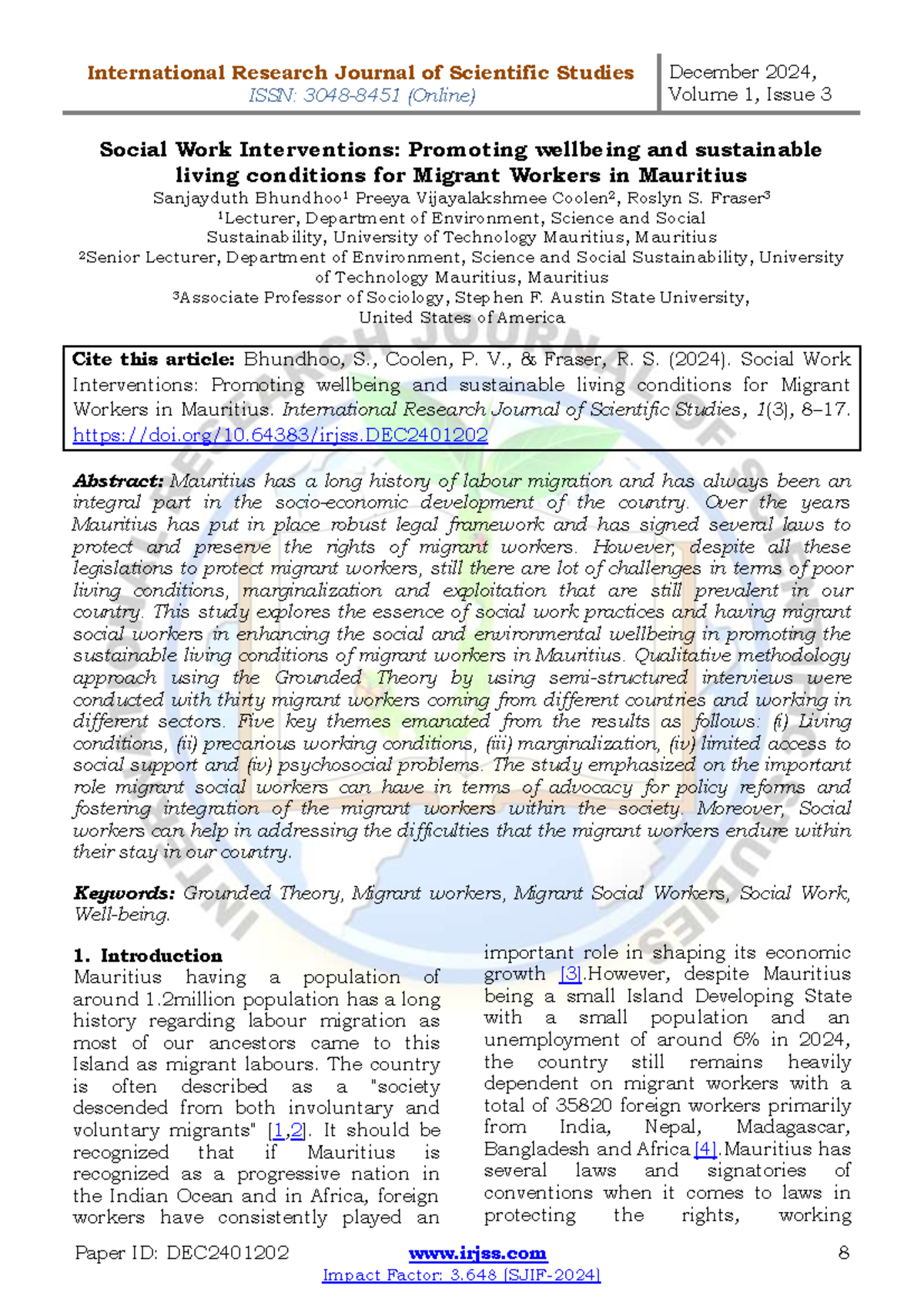 Social Work Interventions for Migrant Workers' Wellbeing in Mauritius ...
