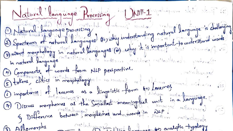 NLP Unit 1 Complete Notes - Understanding Language Processing - Studocu