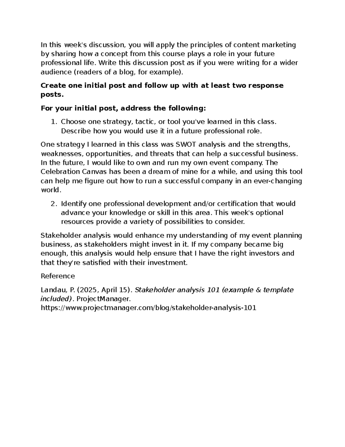 Discussion 8: Applying Content Marketing Principles for Future Success ...