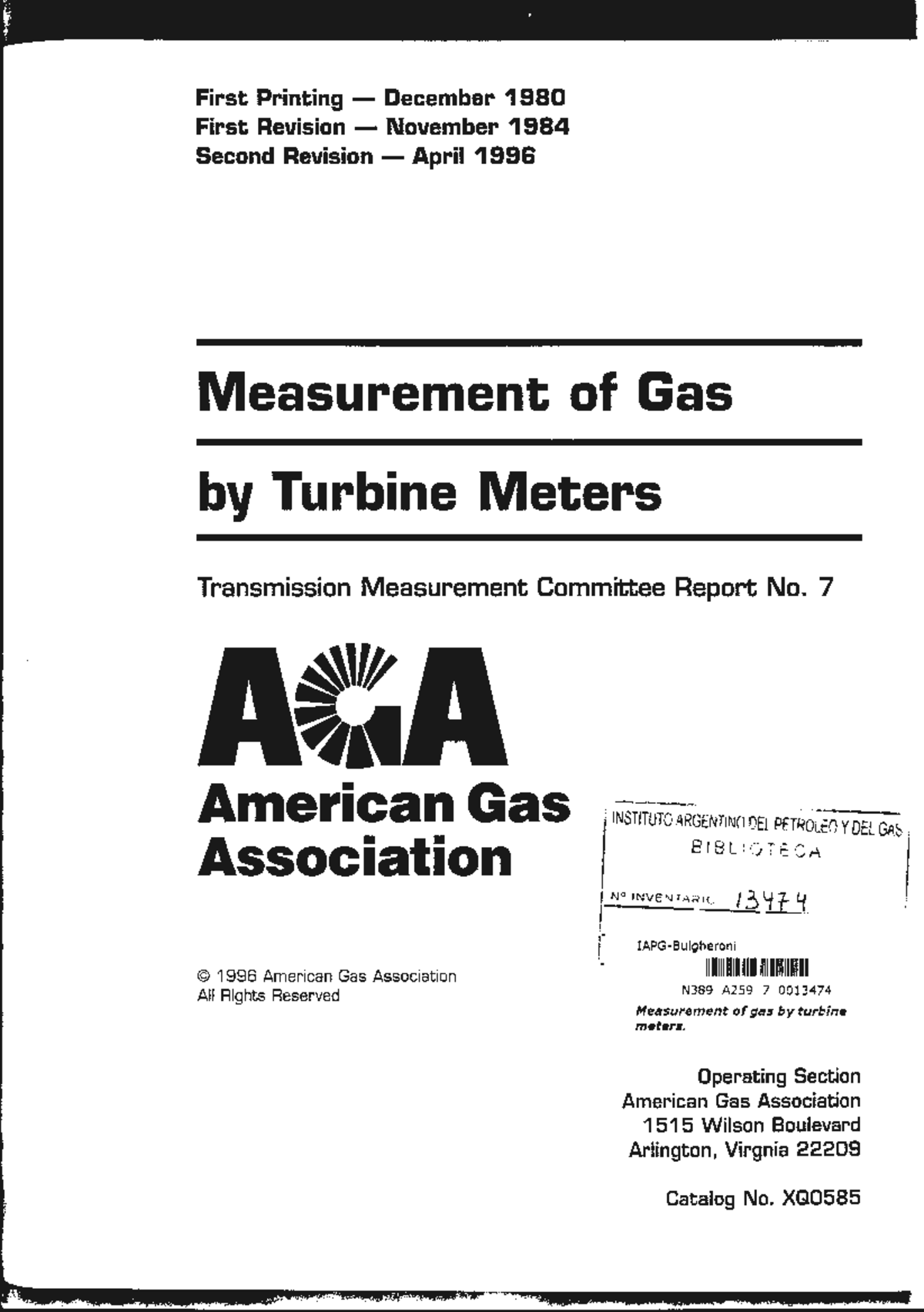 American Gas Association - AGA 7, Measurement of Gas by Turbine Meters ...