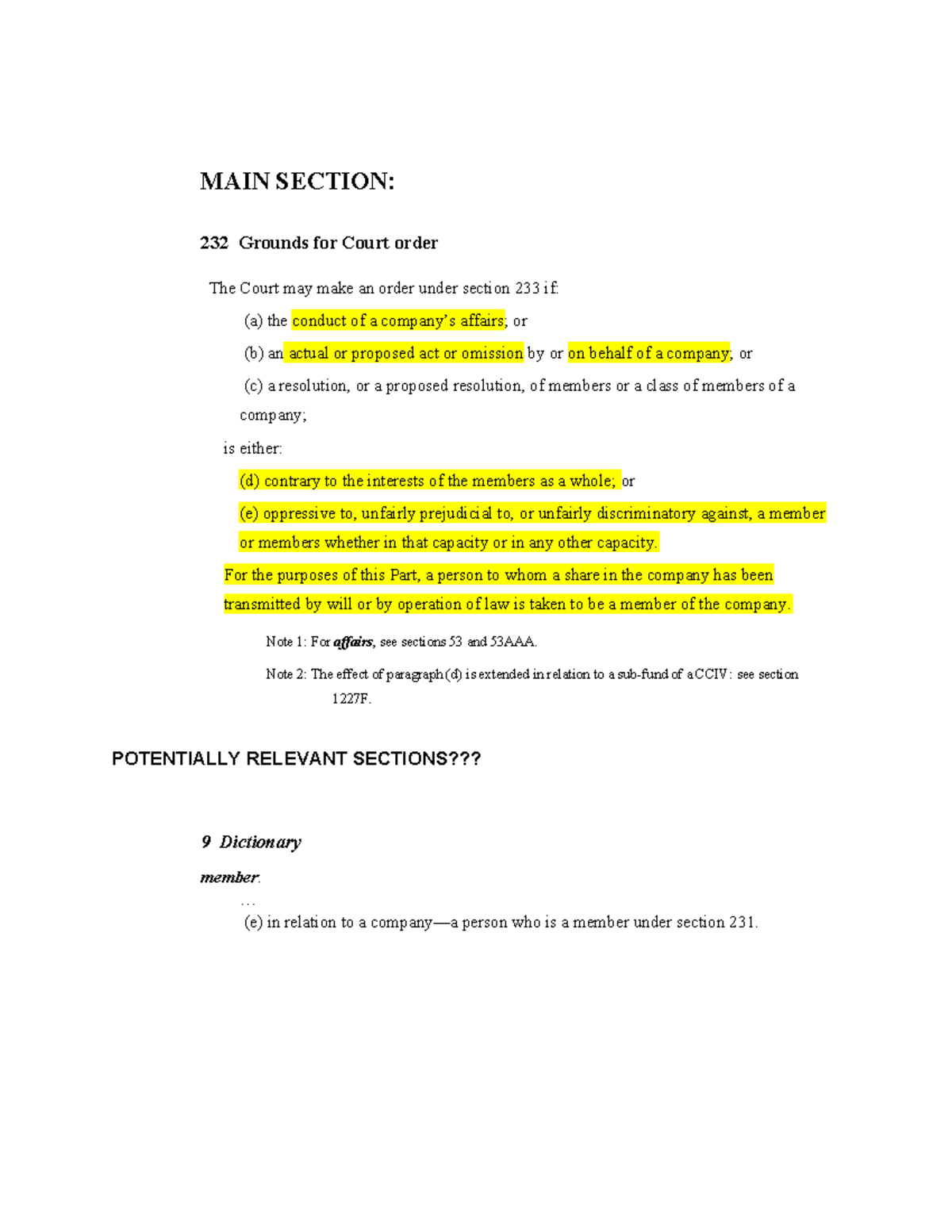 S 232 Corporations Act: Members' Rights & Oppression Cases Overview ...