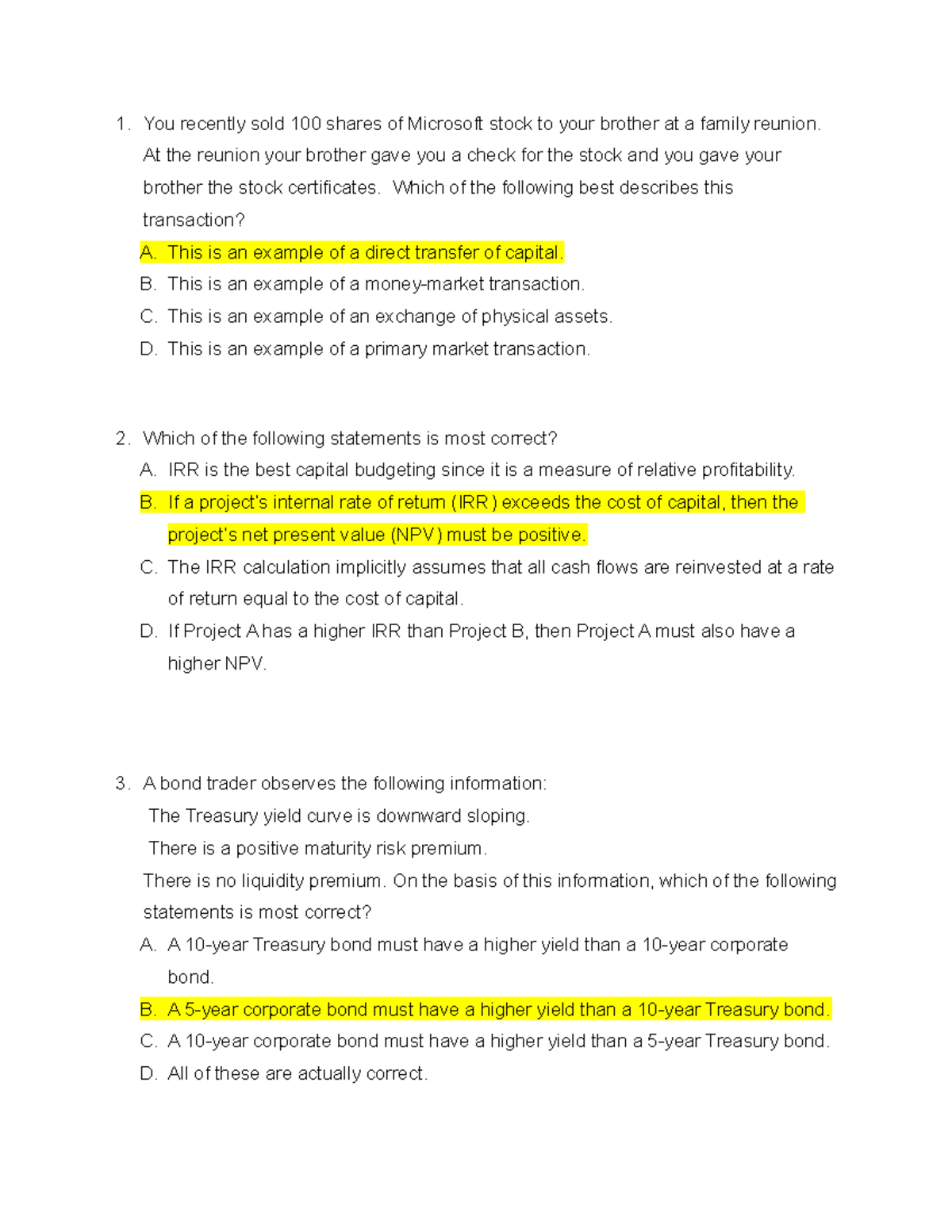 Examination Reviewer-3 - You recently sold 100 shares of Microsoft ...