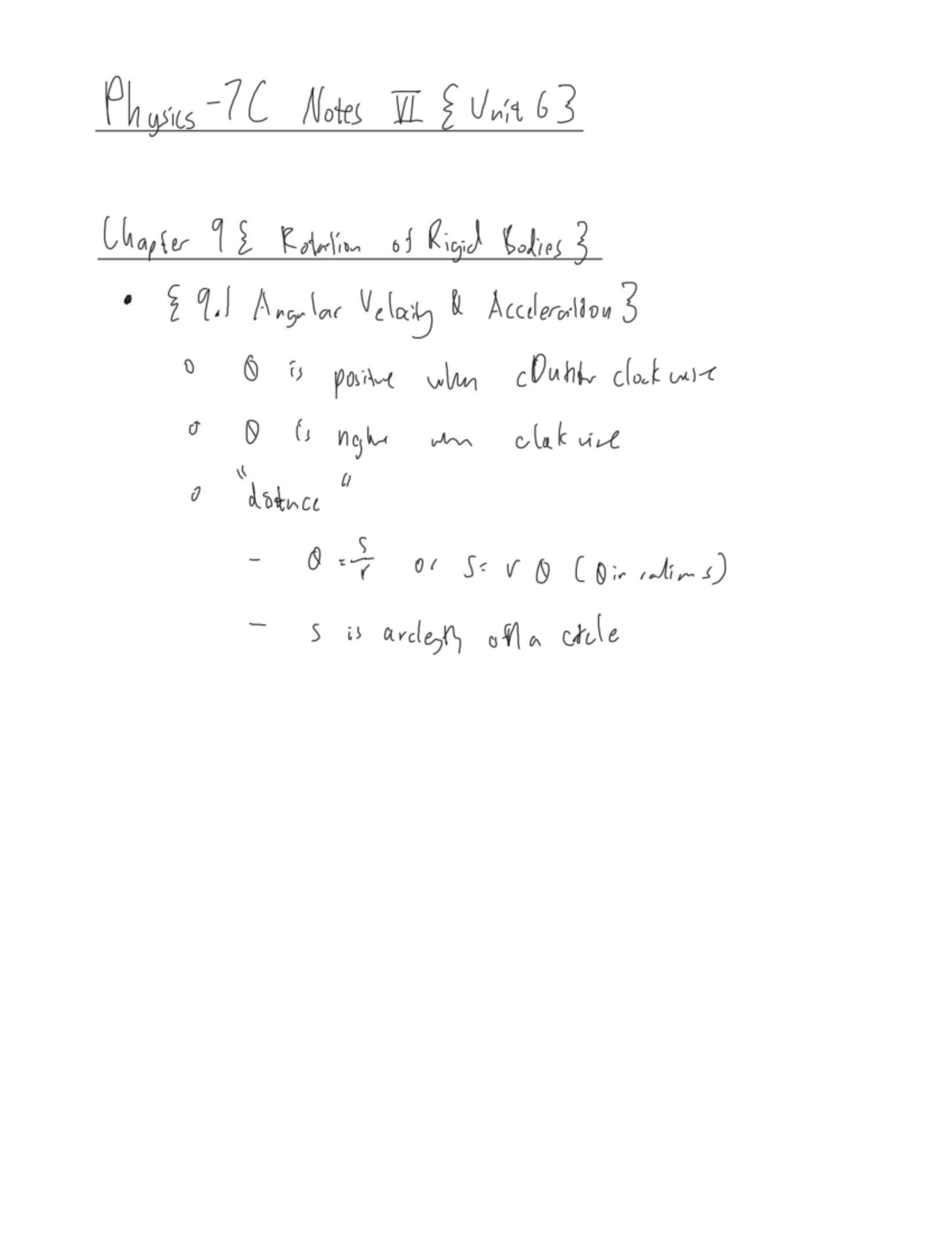 Physics - 7C Notes VI: Unit 63 Chapter 9 - Rotation of Rigid Bodies ...