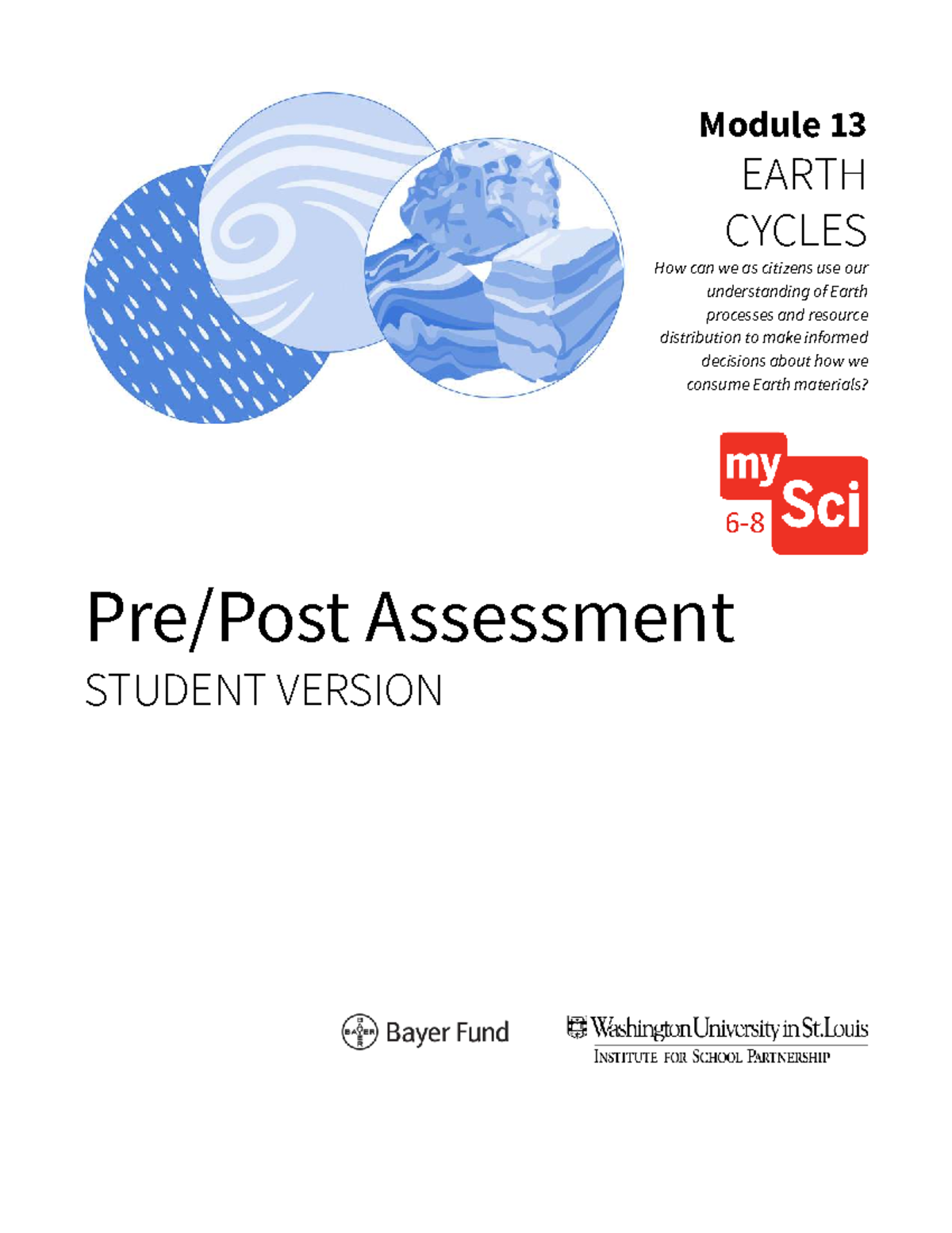 Module 13: Earth Cycles Pre/Post Assessment - St. Louis University ...