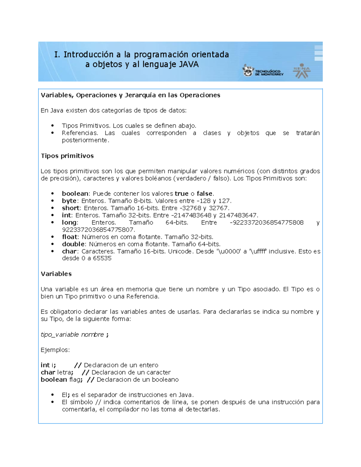 1 Intro a la Programación OOP - Capítulo 2: Variables y Operaciones - Studocu