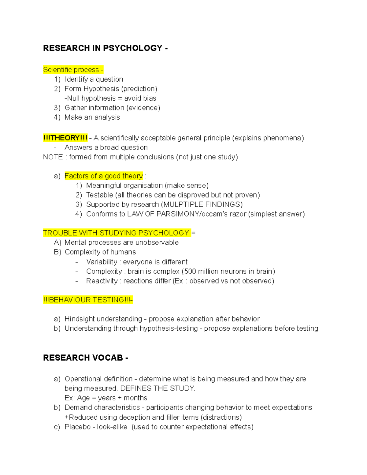 Psychology Research Methods: Key Concepts & Ethics (PSY 101) - Studocu