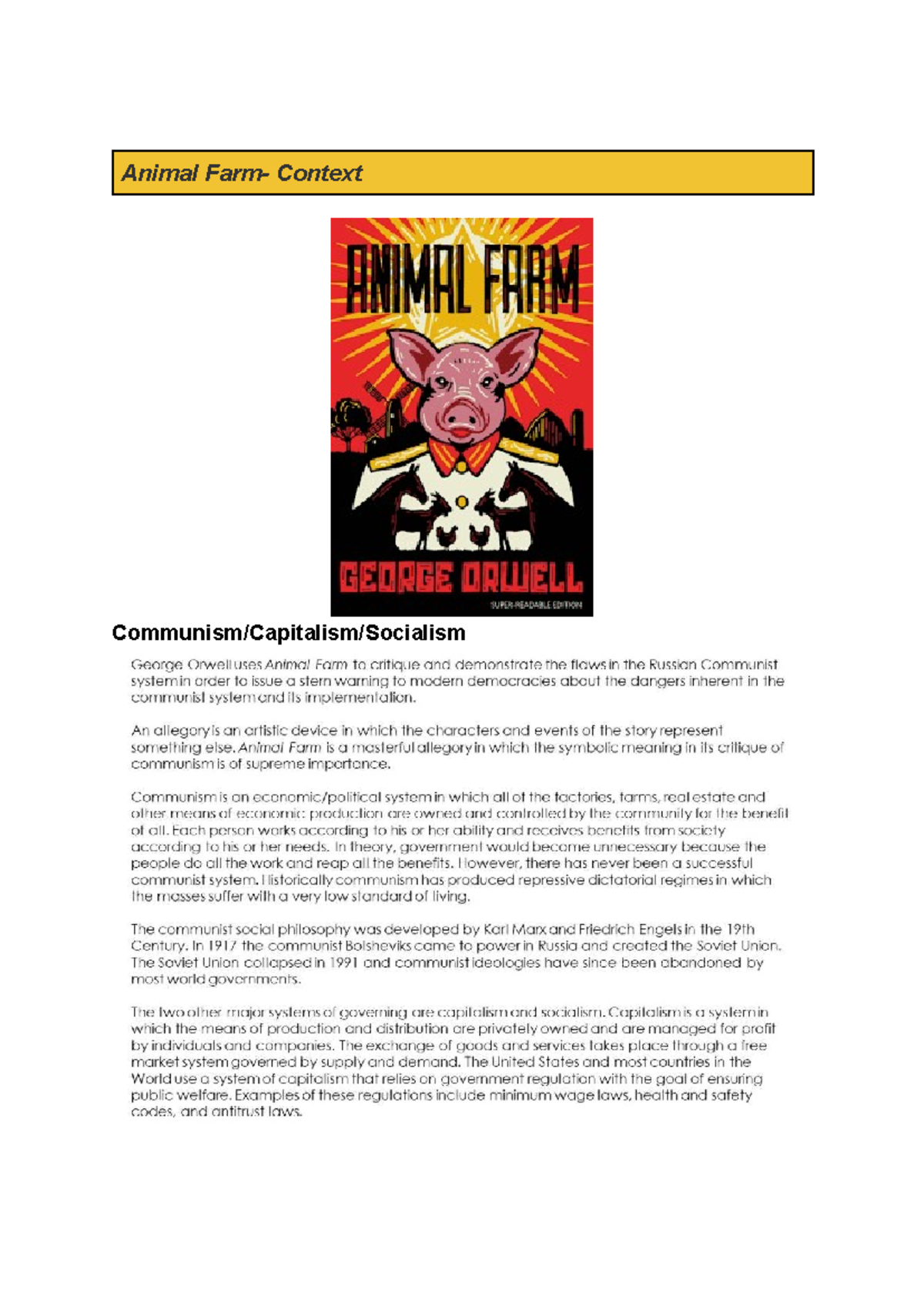 Animal Farm Context: Analyzing the Allegory of the Russian Revolution ...