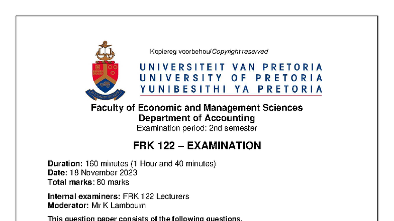 FRK 122 Exam (2023) - Comprehensive Question Paper - Studocu