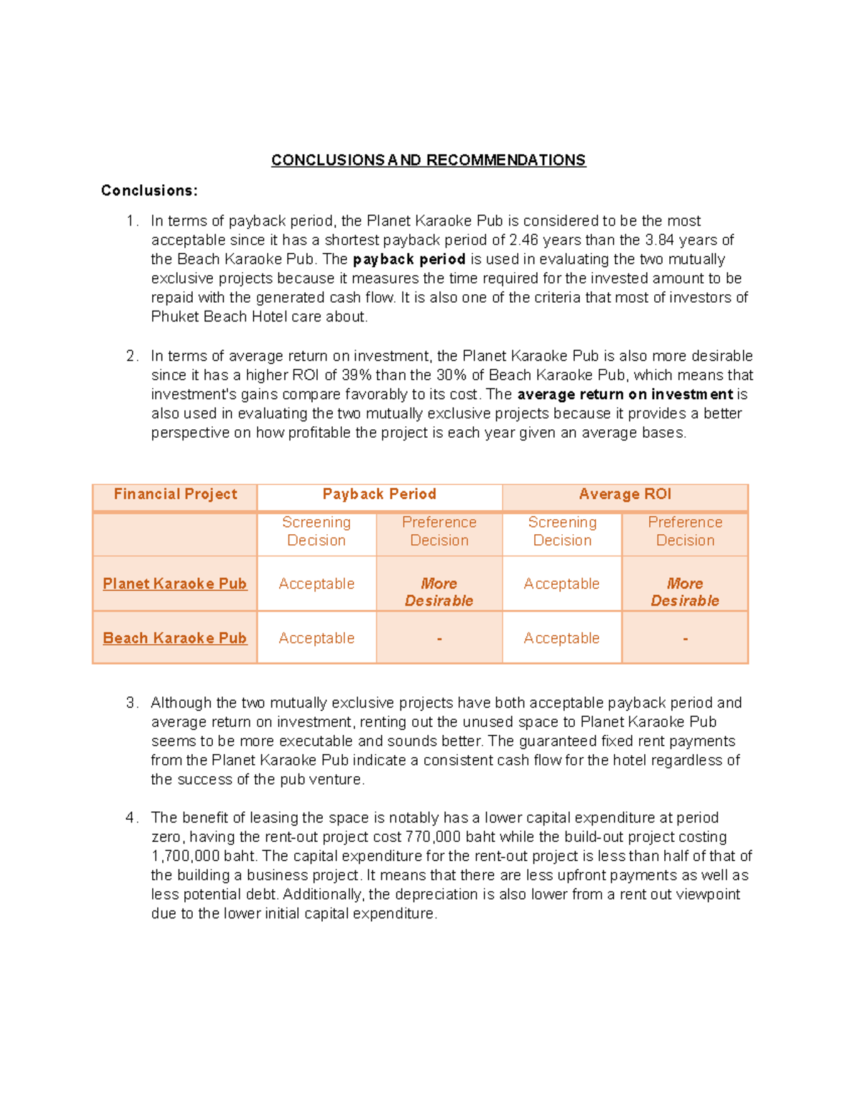 Conclusions-AND- Recommendations for case study - Fundamentals of ...