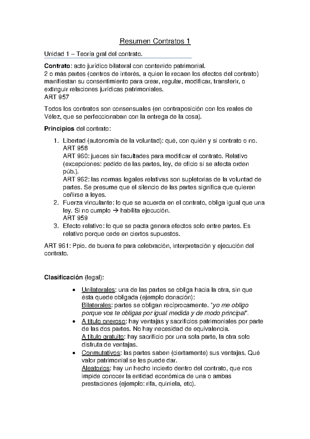 1er Parcial Contratos UBA - Resumen de Preguntas y Respuestas - Studocu