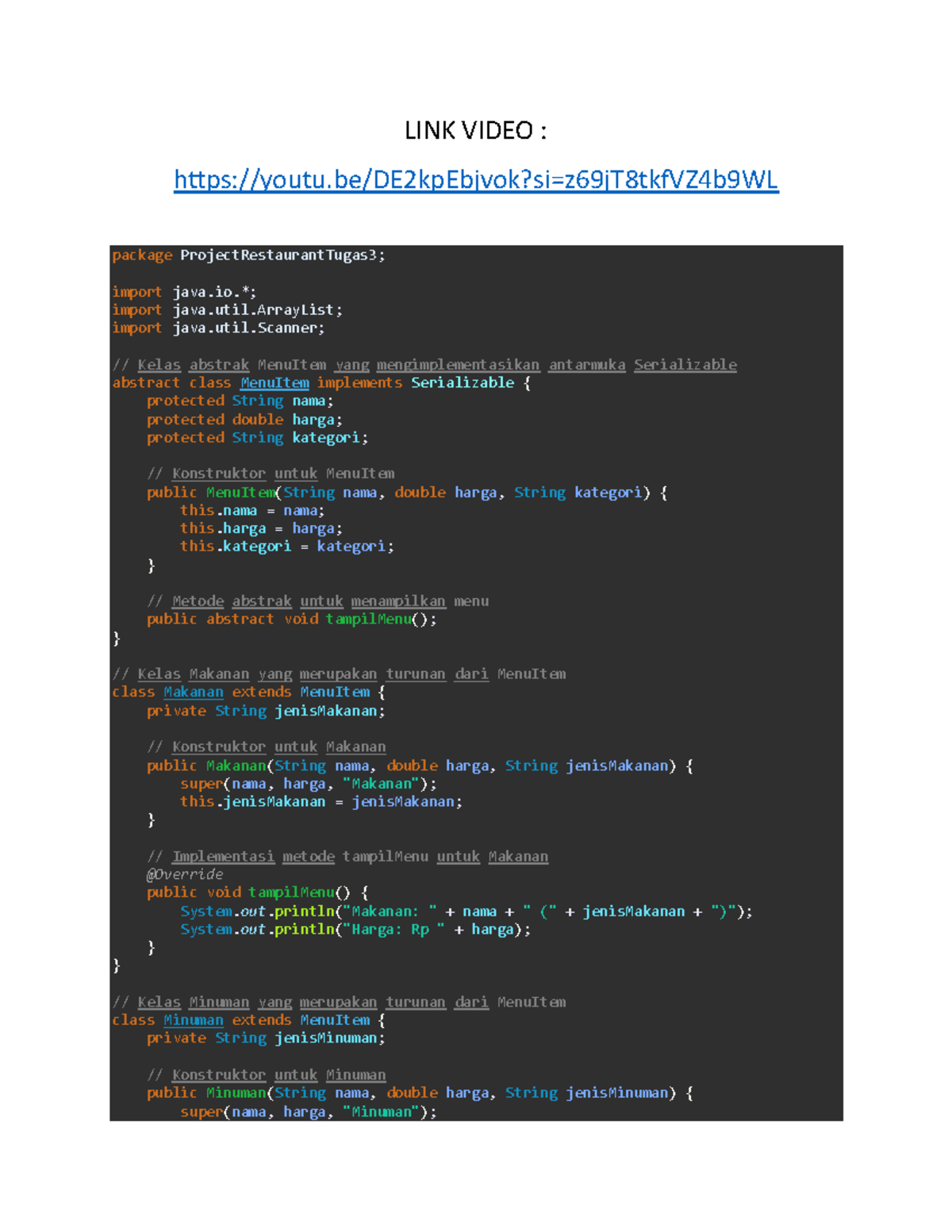 Tugas 3 Pemrograman Desktop: Implementasi Menu Restoran - Studocu