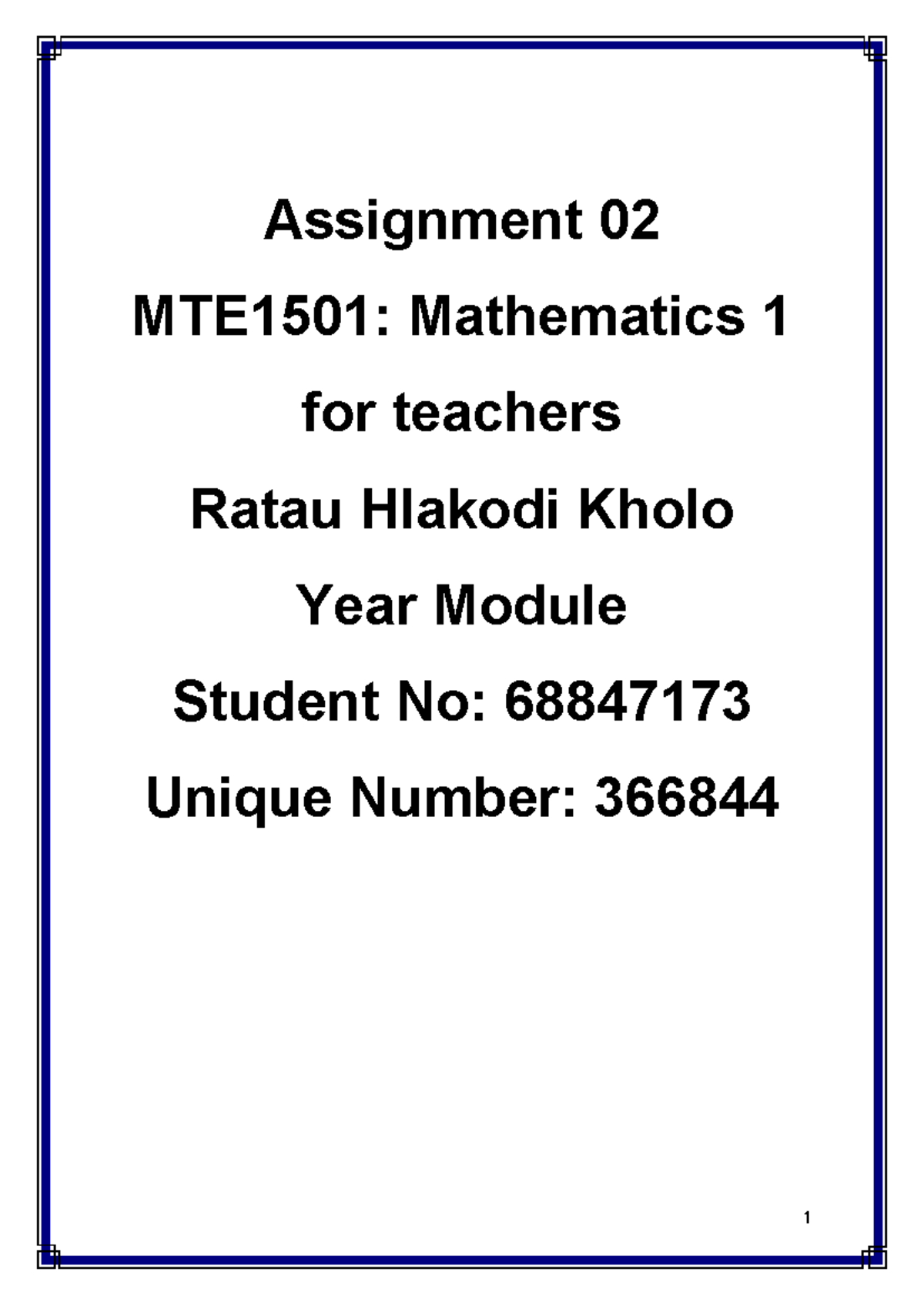 MTE1501 Assignment 02: Academic Integrity and Learning Practices in ...