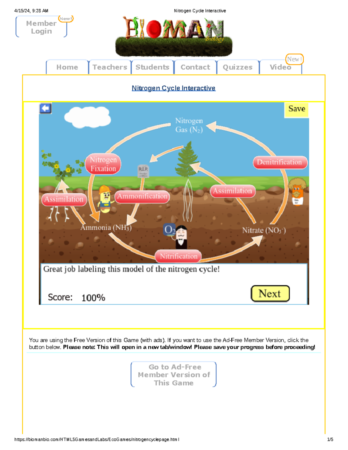 Nitrogen Cycle Interactive - If you want to use the Ad-Free Member ...
