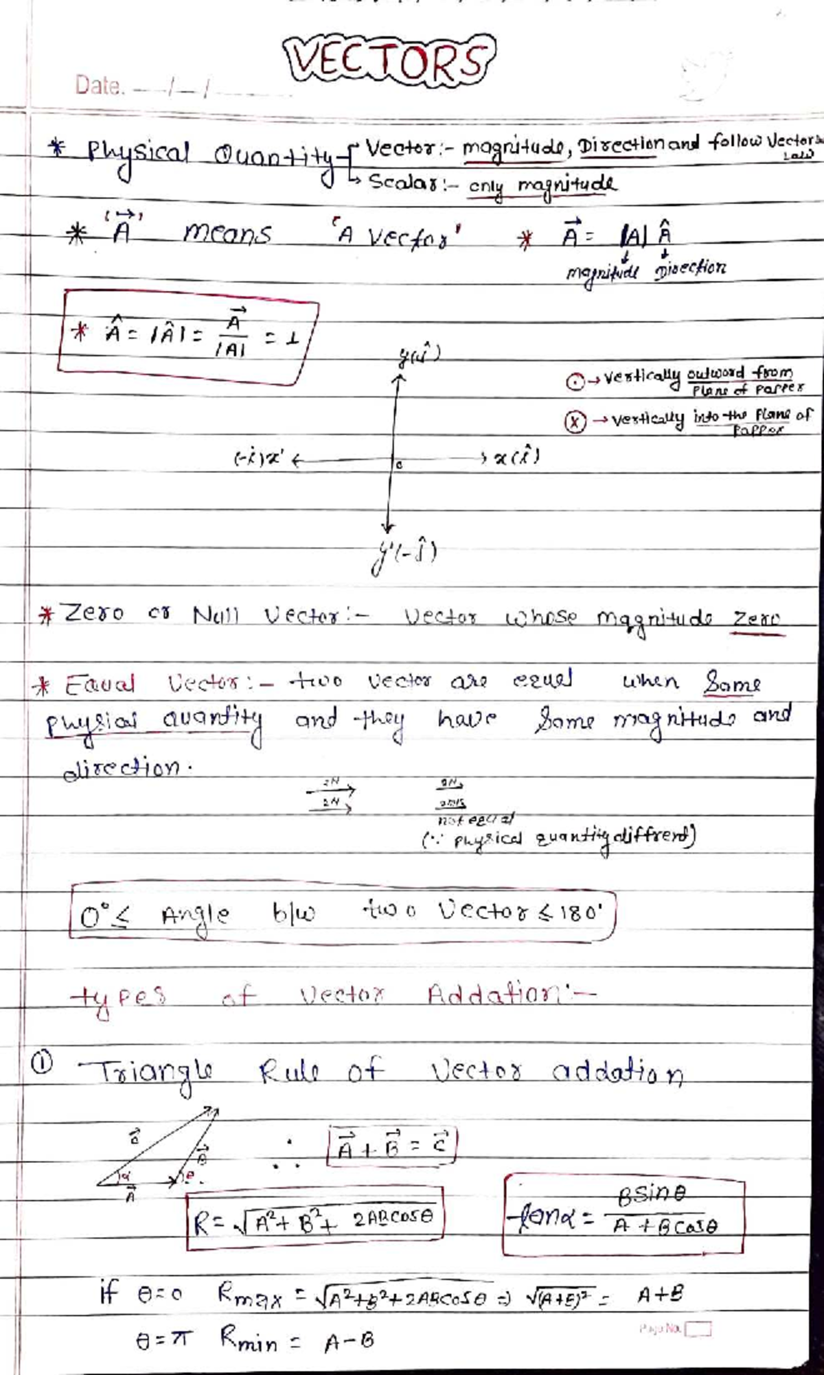 Vectors: Laws, Types, and Operations - Notes for PHYS 101 - Studocu