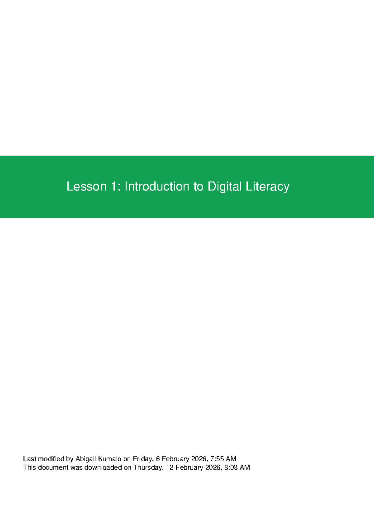 Lesson 1: Intro to Digital Literacy (Course Code: DL101) - Studocu