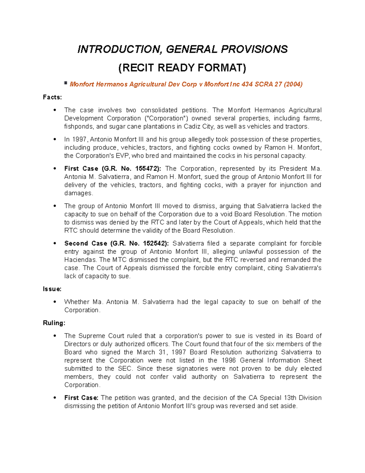 Corpo Case Digest 1 Introduction Recit Ready Format - INTRODUCTION ...