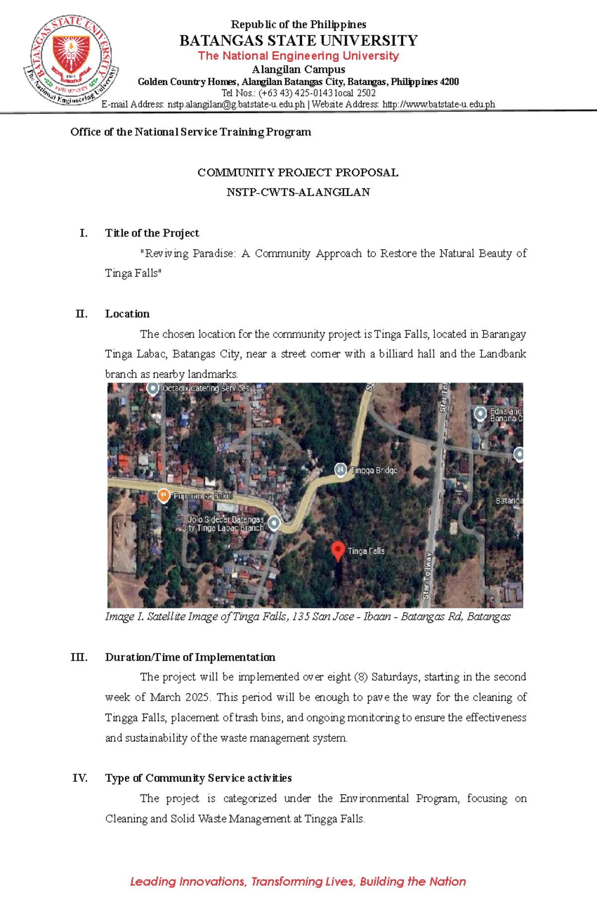 Community project proposal: Paradise - Restoring Tinga Falls (CWTS ...