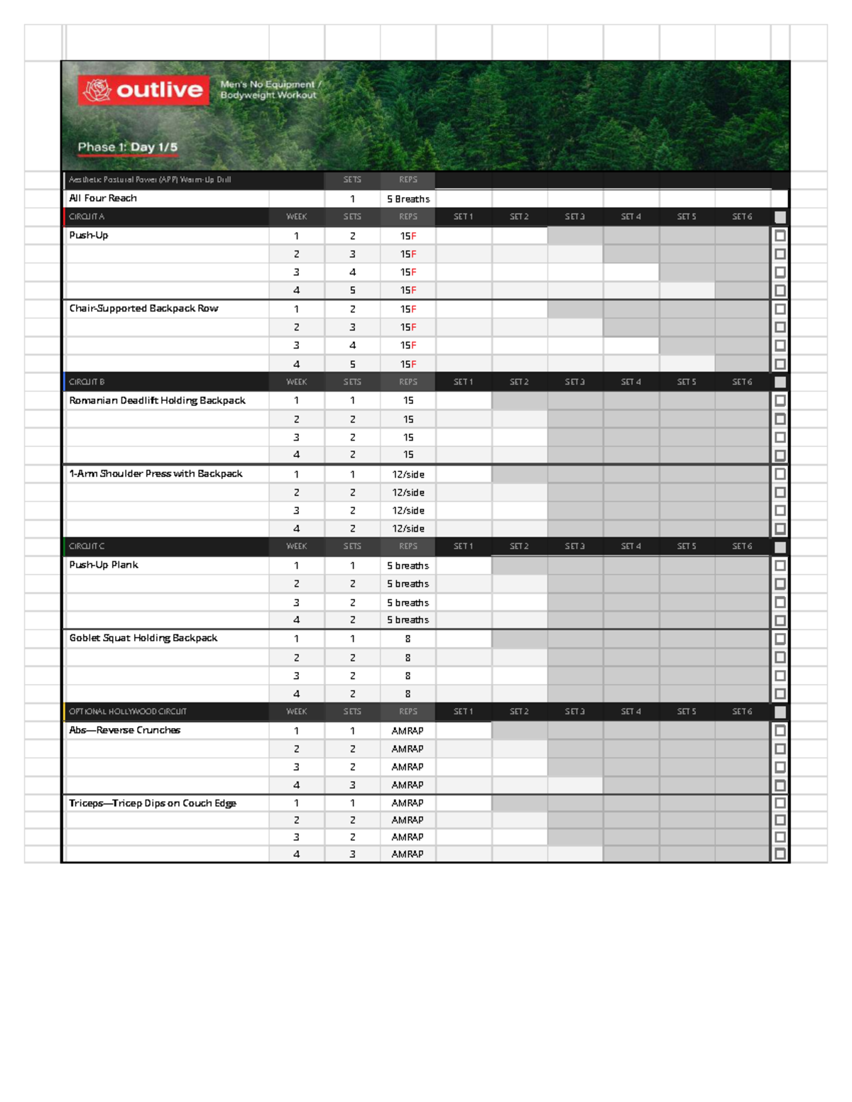 Outlive Aesthetic Postural Power (APP) Bodyweight Workout Plan - Studocu