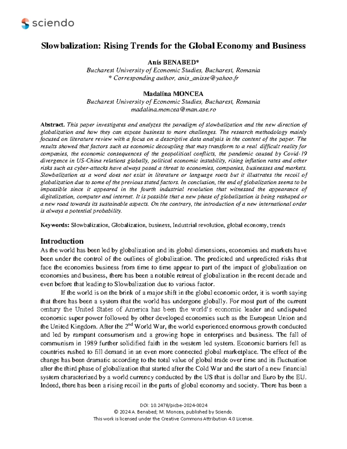 Slowbalization Rising Trends for the Global Economy and Business - DOI ...