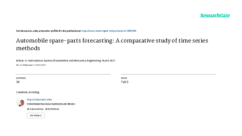 Automobile Spare Parts Forecasting: A Comparative Study of Time Series ...