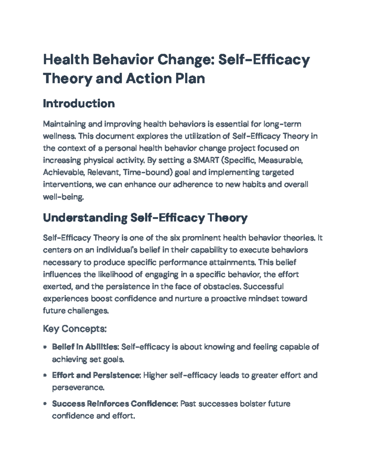 Self-Efficacy Theory and SMART Goals for Health Behavior Change ...