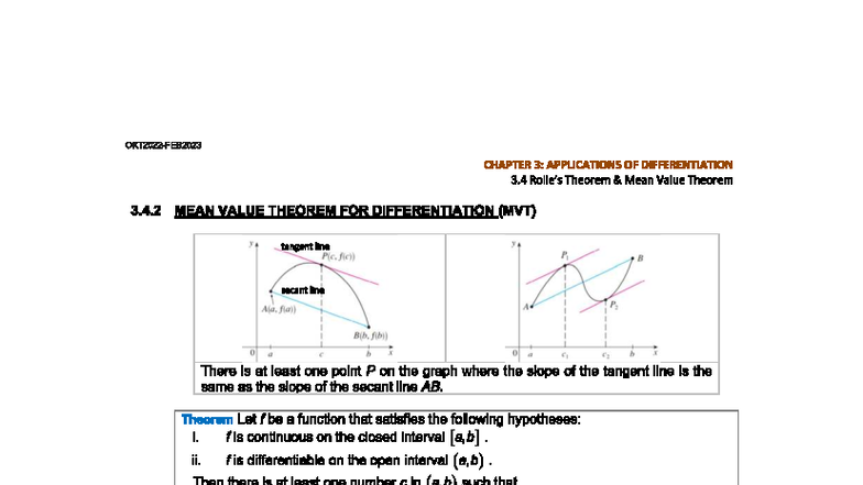 Chapter 3: Applications of Differentiation (MAT421) - Mean Value ...
