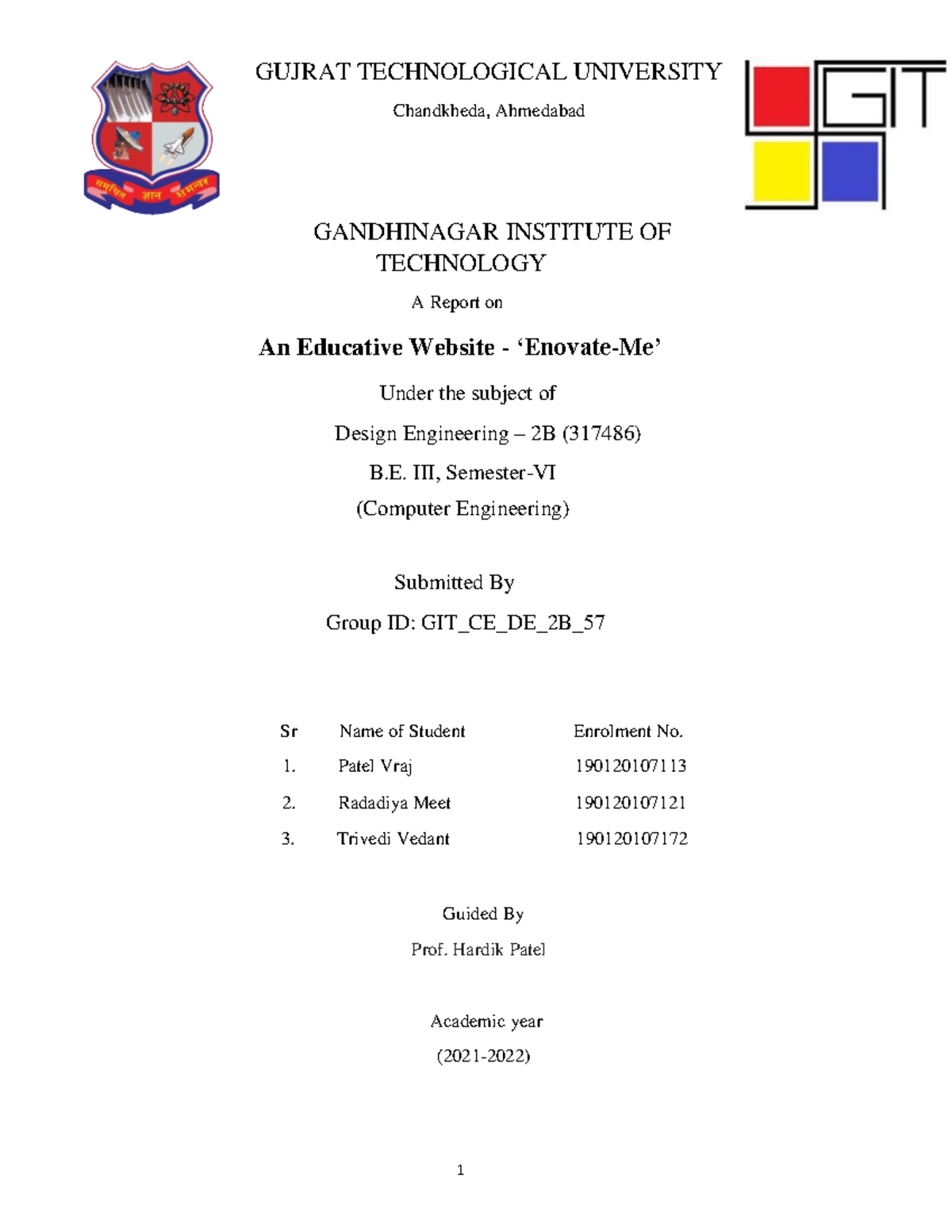 DEReport-converted - project report in GTU - GUJRAT TECHNOLOGICAL ...