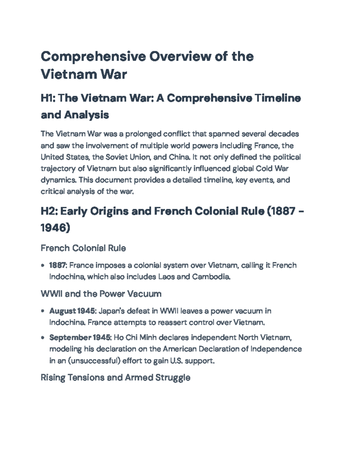 The Vietnam War: Key Events and Timeline Analysis (HIST 101 ...