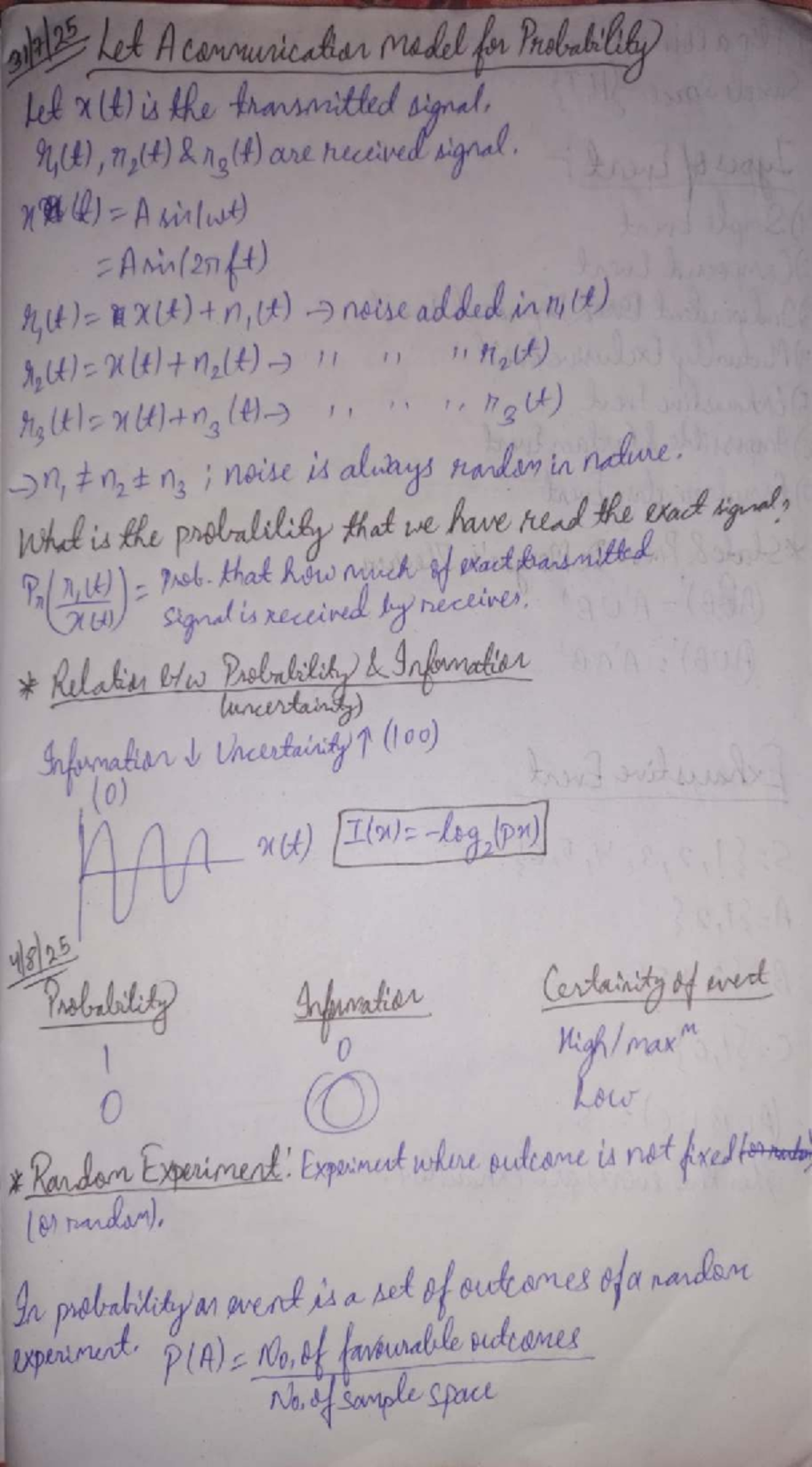 Honours Notes on Communication Models & Probability (MATH 101) - Studocu