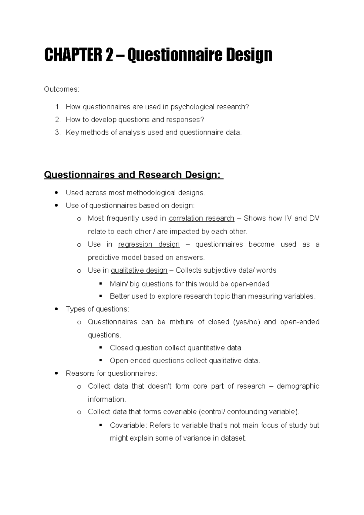 CHAPTER 2: Questionnaire Design in Psychological Research - Studocu