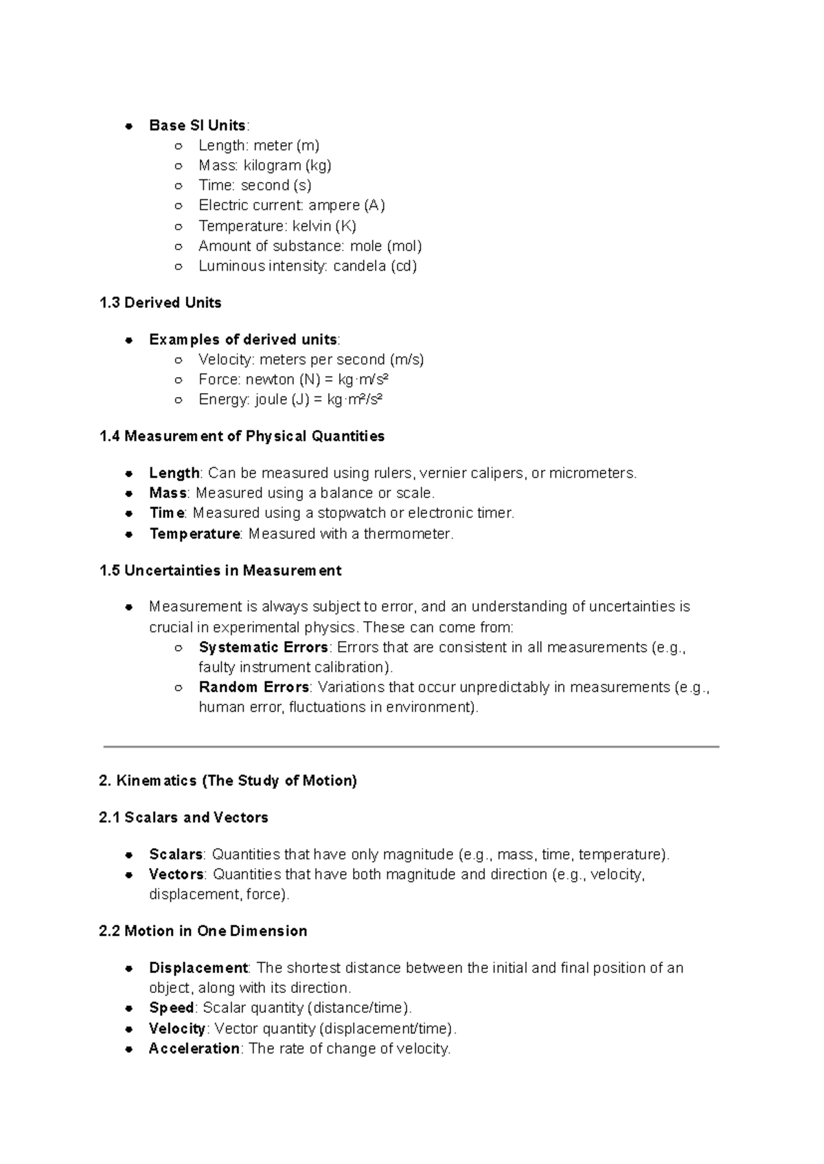 Physics 101: Comprehensive Guide to SI Units, Kinematics, and Dynamics ...