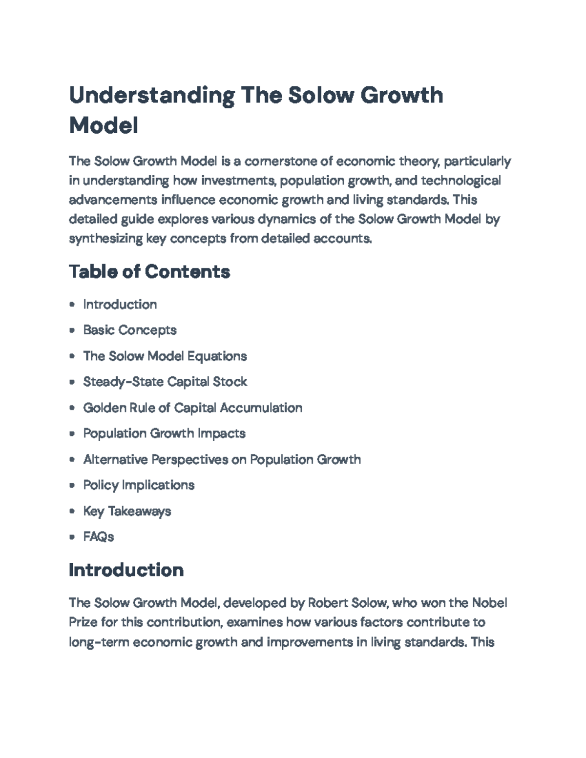 Understanding the Solow Growth Model: Concepts & Economic Implications ...