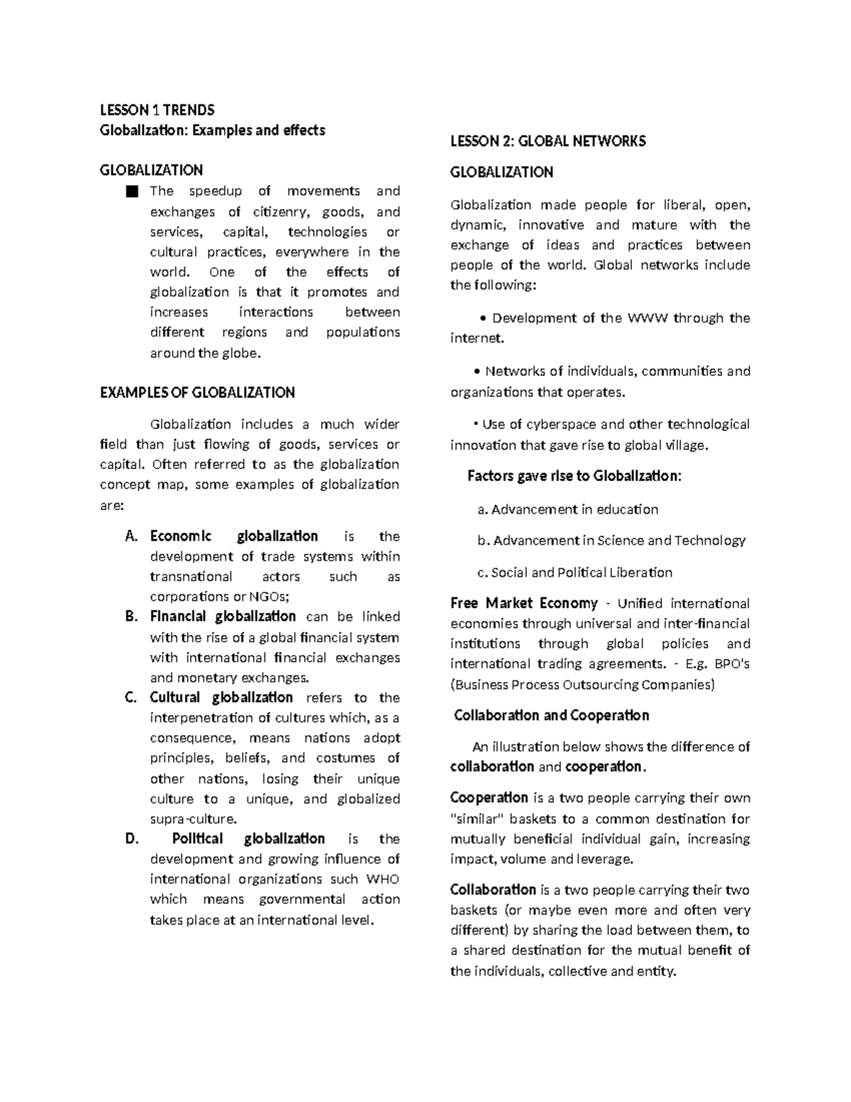 Globalization and Labor Trends: Lessons 1-5 Overview - Studocu