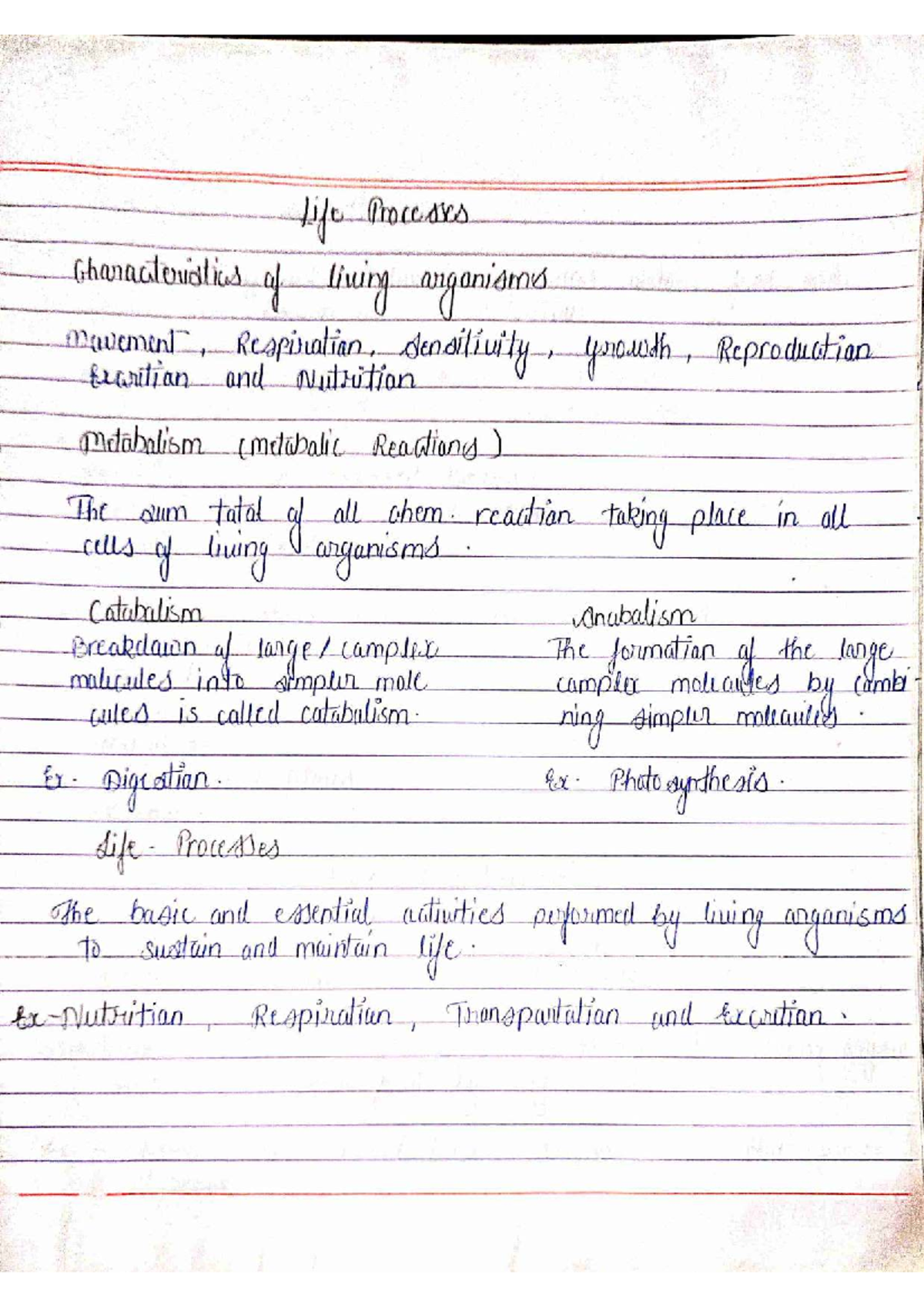 Class 10 Biology Chapter 1: Life Processes in Living Organisms - Studocu