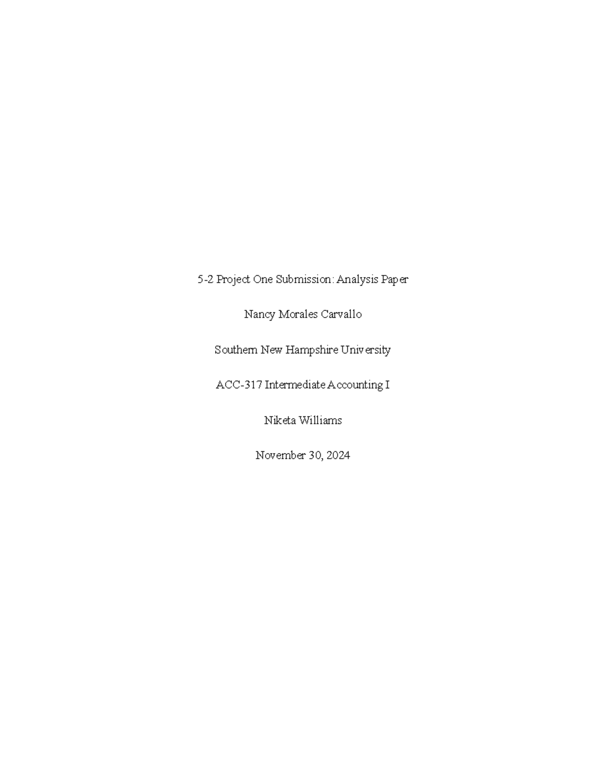 ACC-317 Final Exam Project Analysis Paper Submission - Studocu