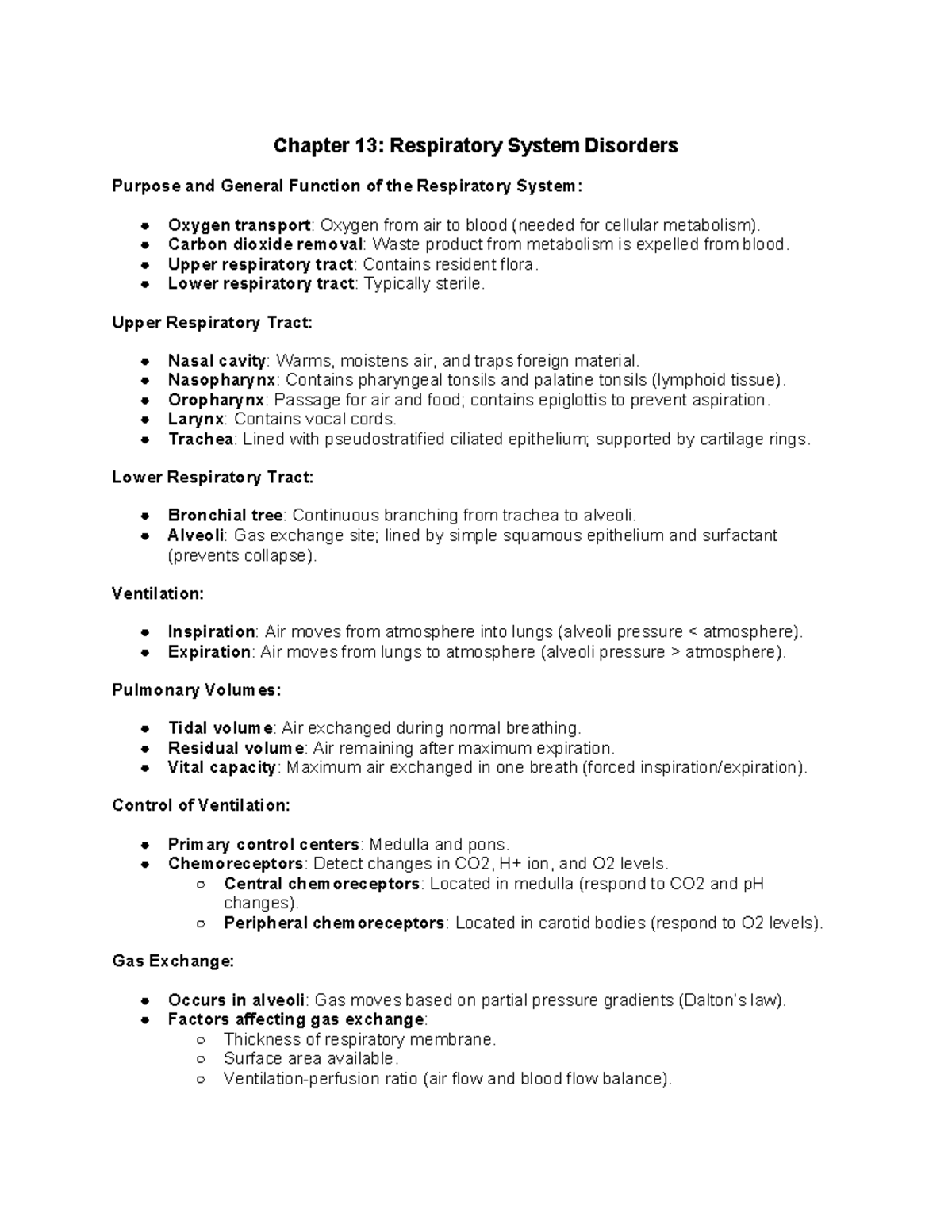 Chapter 13 Respiratory System Disorders - Chapter 13: Respiratory ...