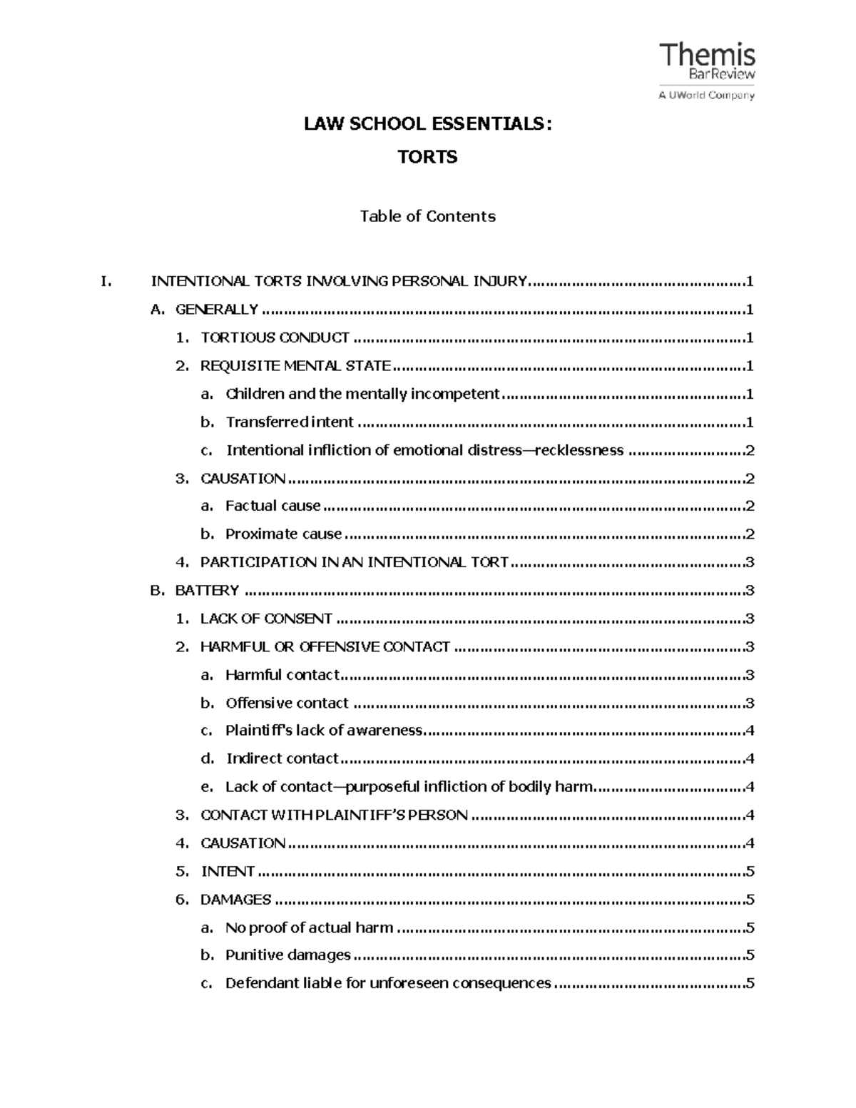 TORT 2 Notes: Key Concepts in Torts Law and Personal Injury - Studocu