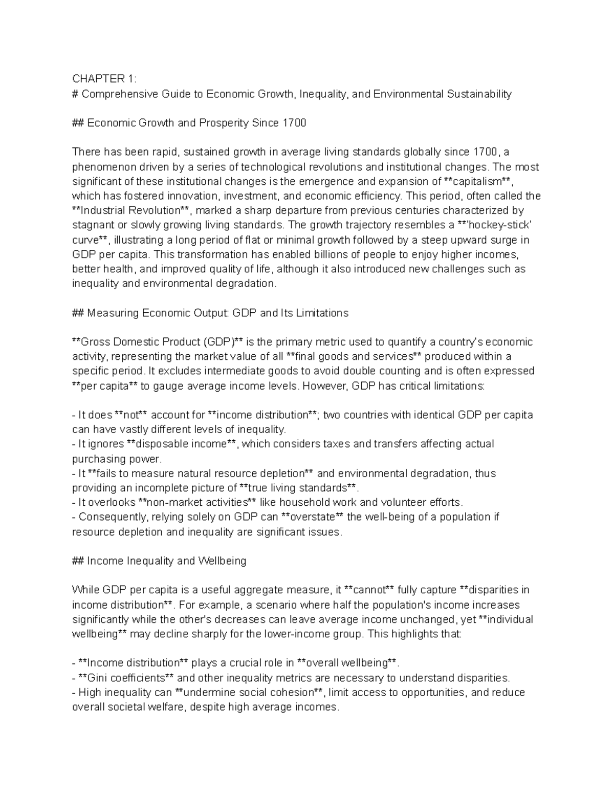CHAPTER 1: Comprehensive Guide to Economic Growth, Inequality, and - Studocu